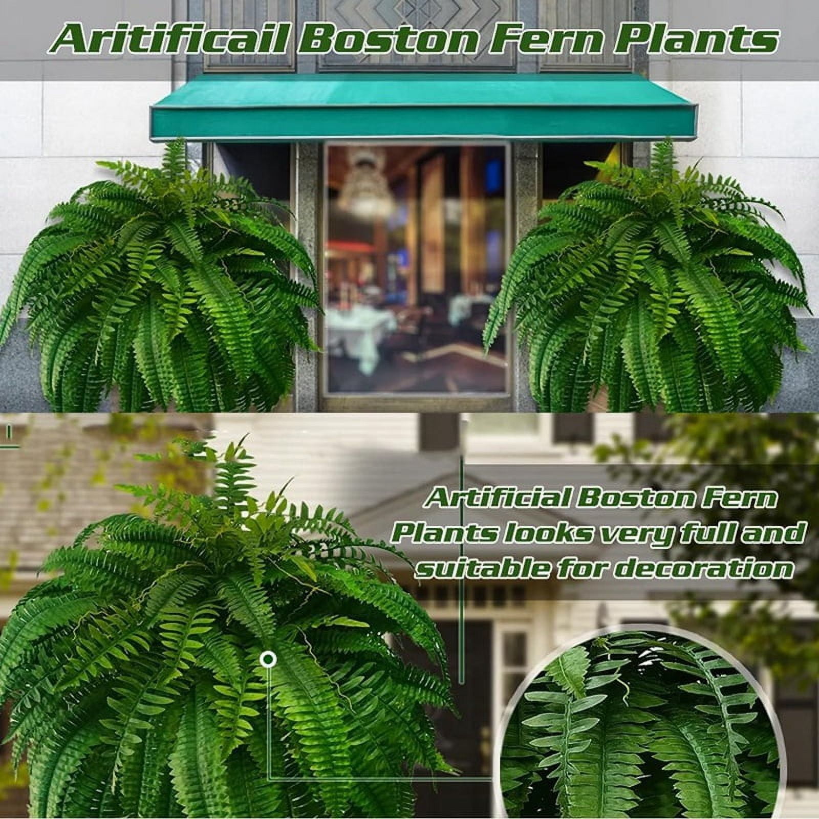 UV Lifelike Artificial Boston Fern, Artificial Ferns for Outdoors, Faux ...