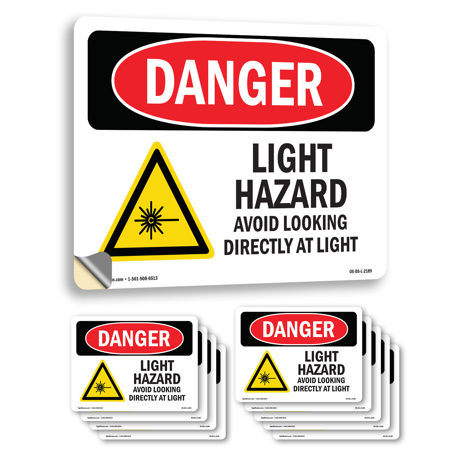 UV Light Hazard Avoid Looking OSHA Danger Vinyl Decal Label 18 Inch x ...