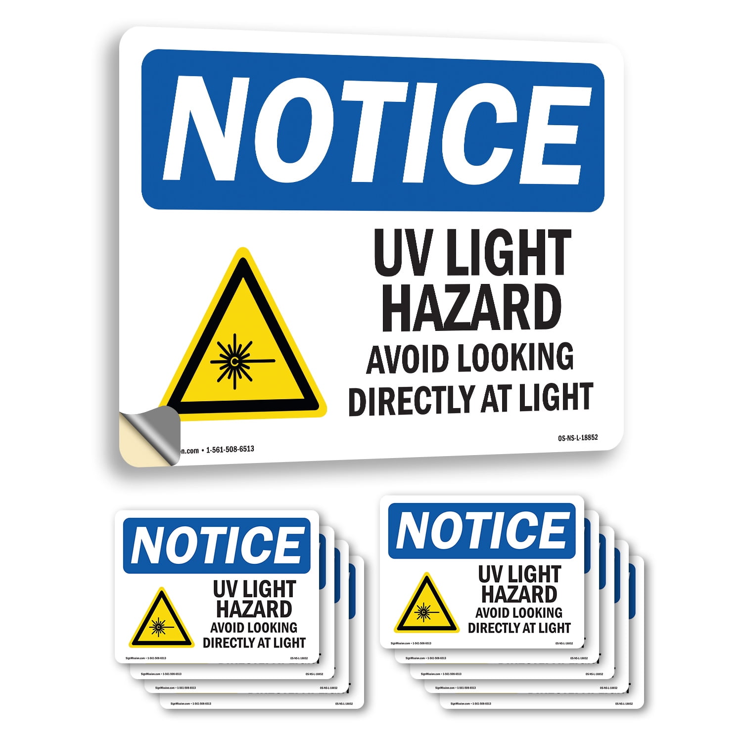UV Light Hazard Avoid Looking With Symbol OSHA Notice Vinyl Decal Label ...