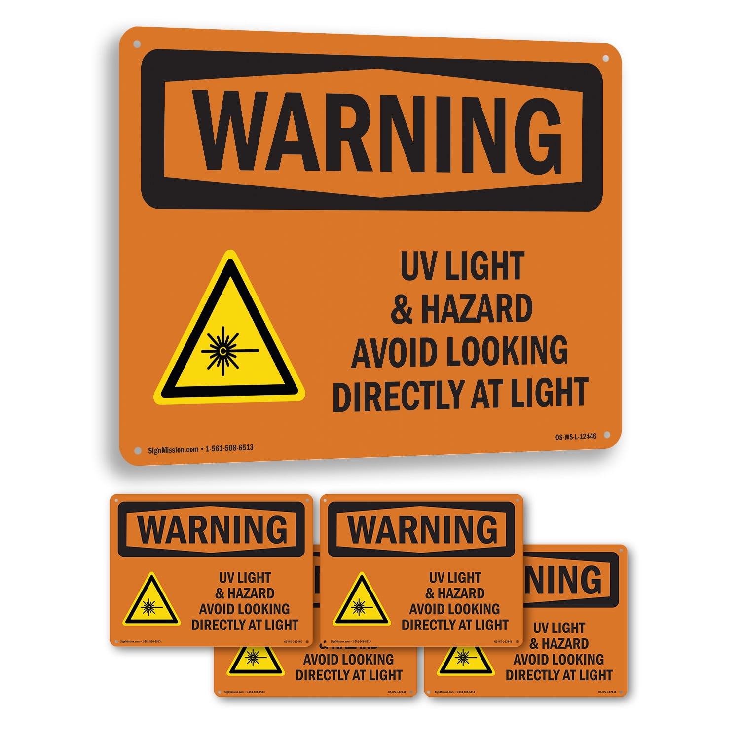 UV Light Hazard Avoid Looking With Symbol OSHA WARNING Rigid Plastic ...