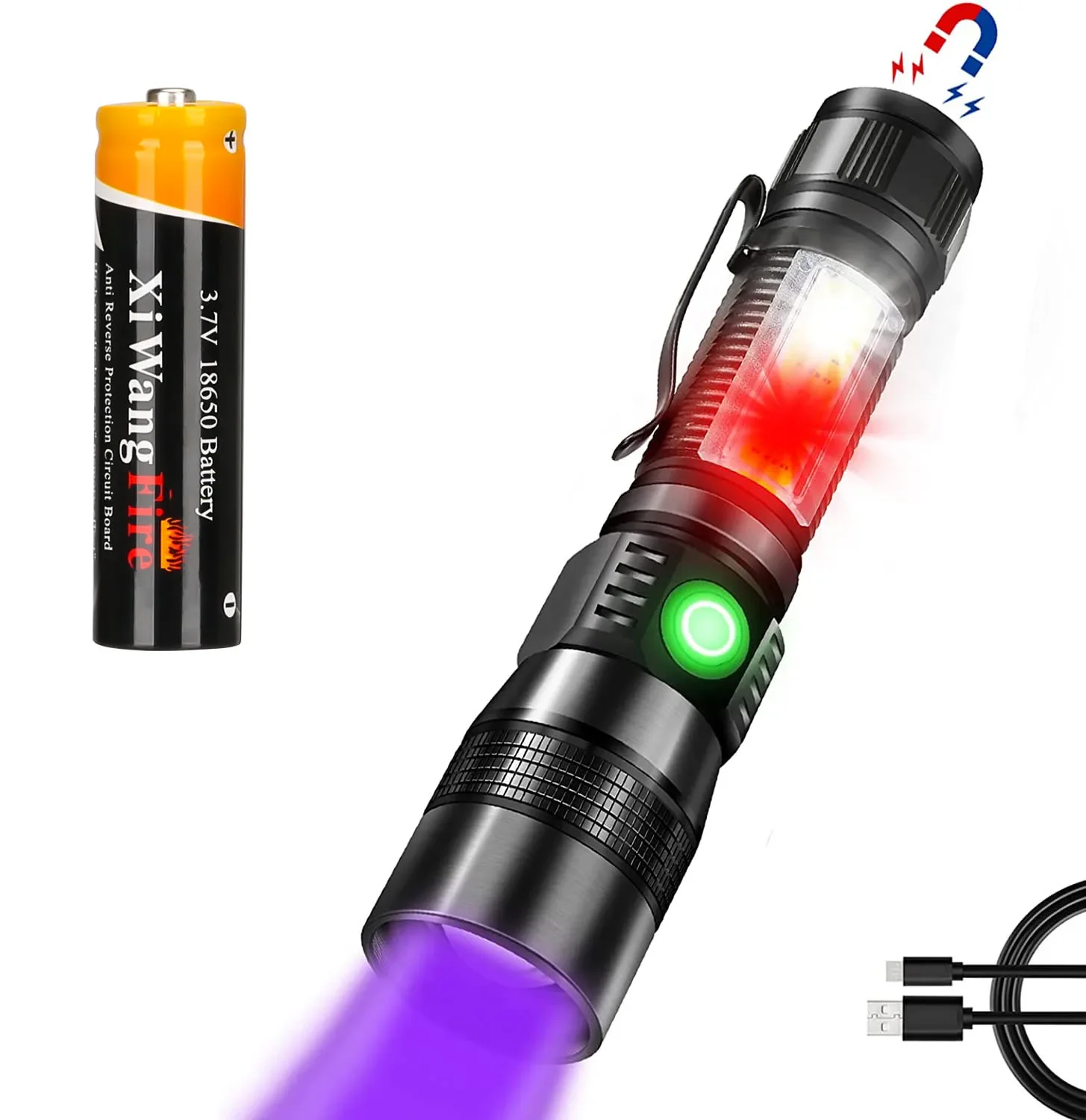 UV Light & Strong Light Flashlight USB Rechargeable Camping Lantern ...