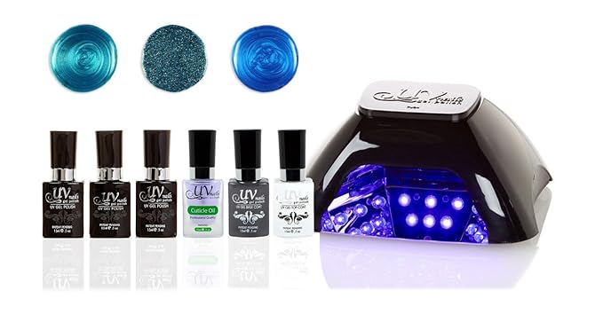 UV-Nails Gel Nail Polish Starter Kit With 10W LED Lamp Base & Top Coat ...
