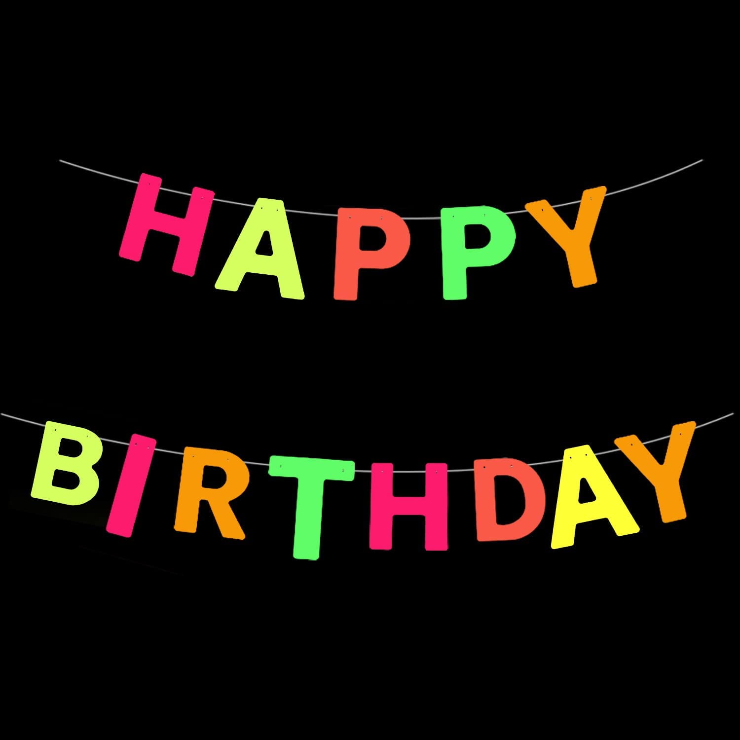 UV Neon Happy Birthday Banner Glow in the Dark Glow Party Supplies ...