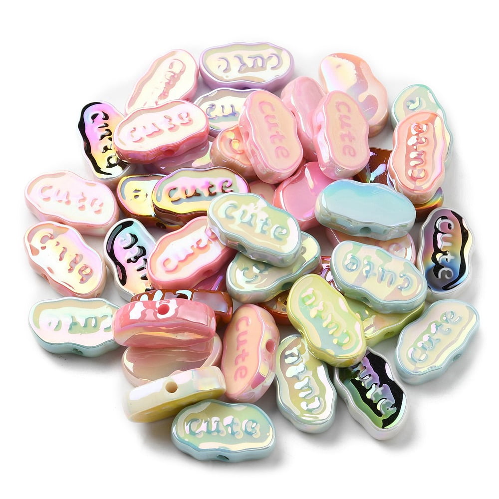 UV Plating Acrylic Beads Iridescent Cloud Mixed Color 15x26x8mm Hole: 2 ...