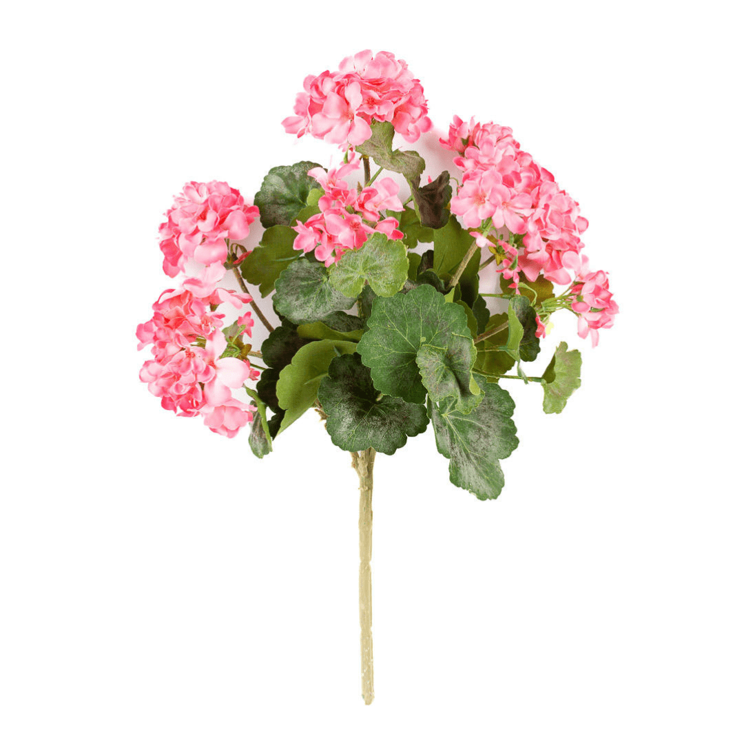 UV Protected Fake Pink Geranium Bush - For Indoor or Outdoor Spring and ...