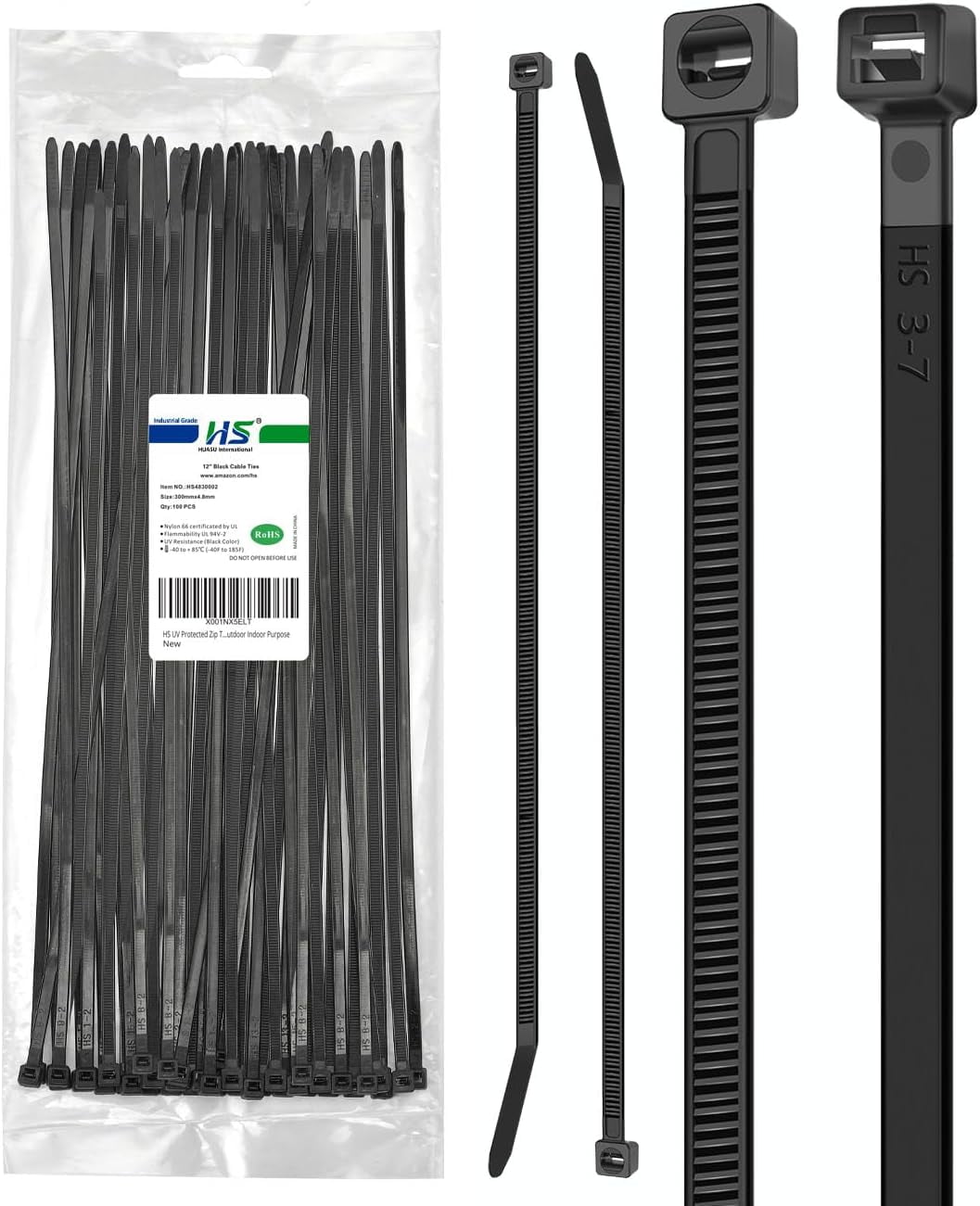 UV Protected Zip Ties 12 Inch (100 Pack) Self Locking Strong Plastic ...