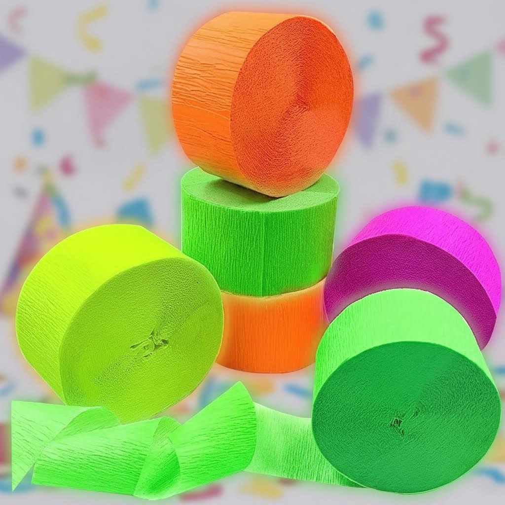UV Reactive Fluorescent Glow Party Streamers - 4 Rolls Blacklight Crepe ...