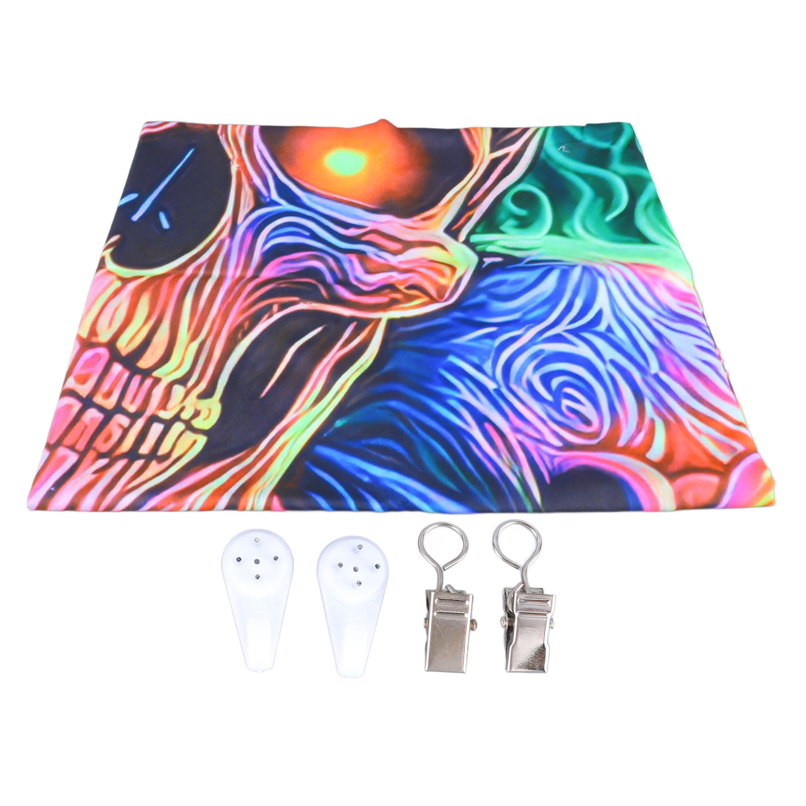UV Reactive Skull Tapestry, Hand Crafted Blacklight Decorative Colorful ...