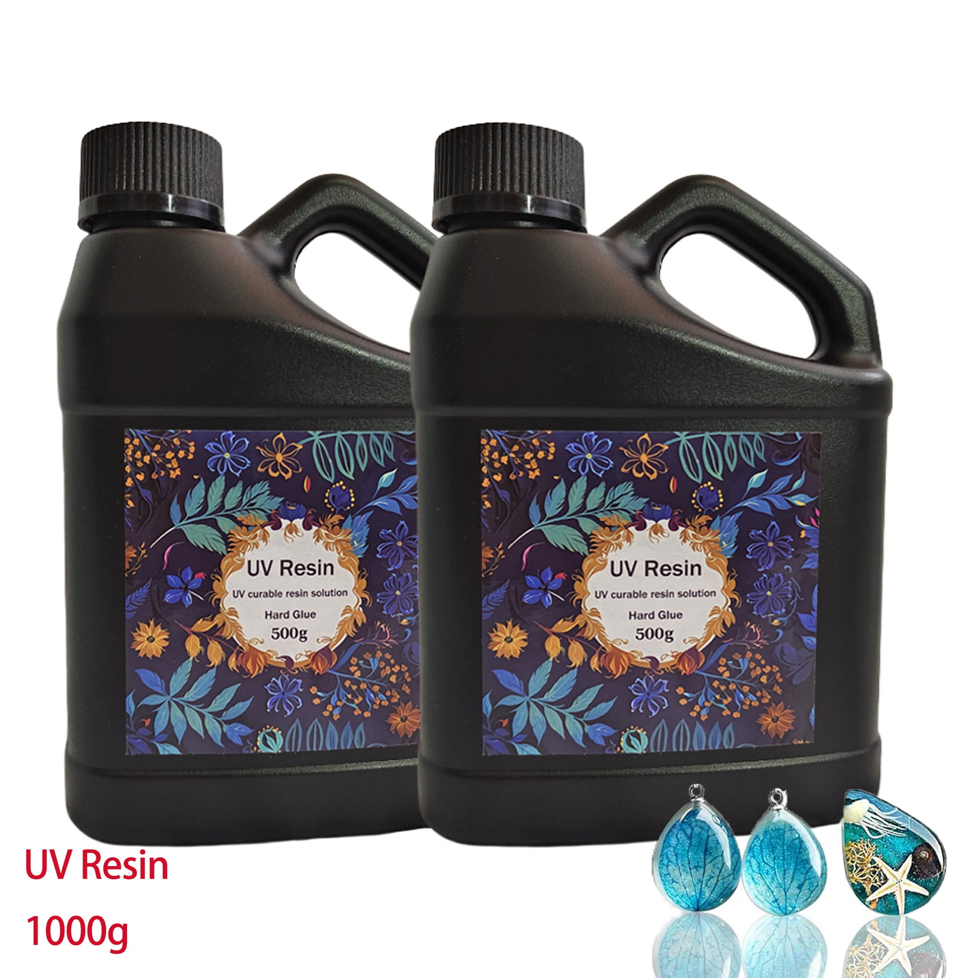 UV Resin,1000g Crystal Clear Fast Curing Resin for DIY Craft Jewelry Making, Ultraviolet ...