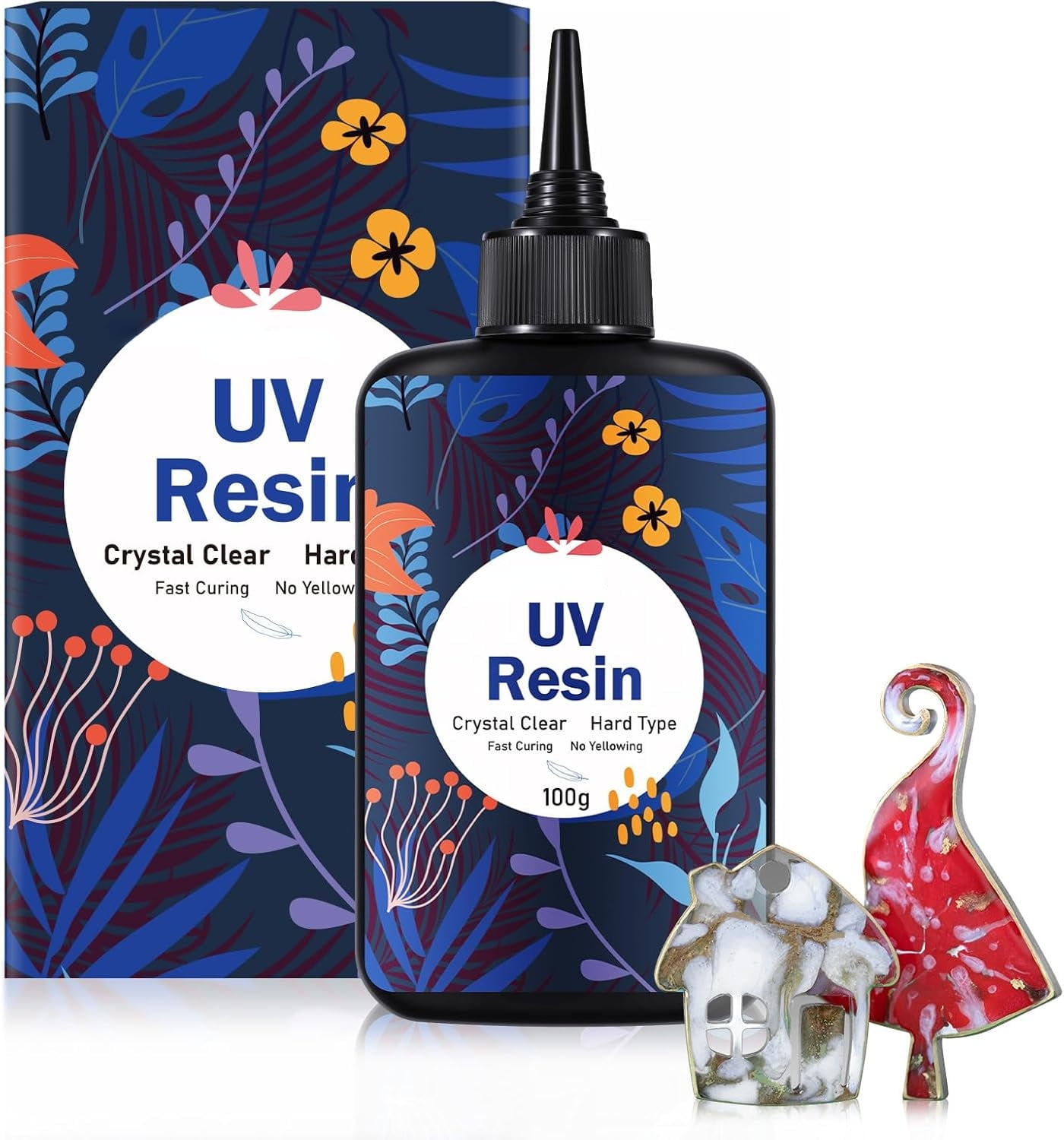 UV Resin 100g - Upgraded UV Resin Kit, Hard Type Crystal Clear Ultraviolet Curing UV Epoxy Resin ...