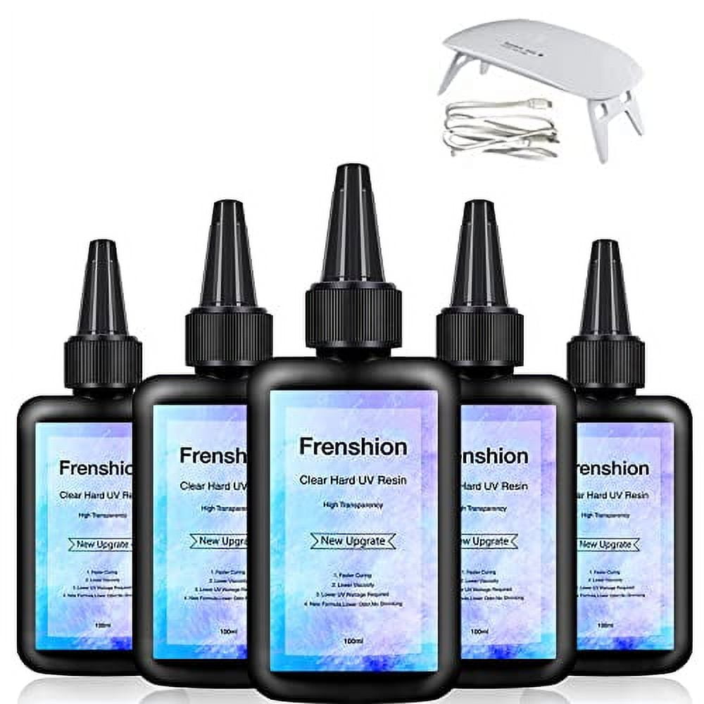 UV Resin- 5X100ML Upgrate Hard Type Crystal Clear Epoxy Resin, UV Glue Ultraviolet Curing, Solar ...