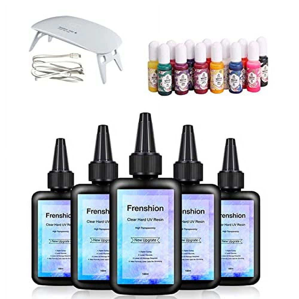 UV Resin Lamp Included-5X100ML Upgrade I Minute Quick Cure! Hard Type Crystal Clear Epoxy Resin ...