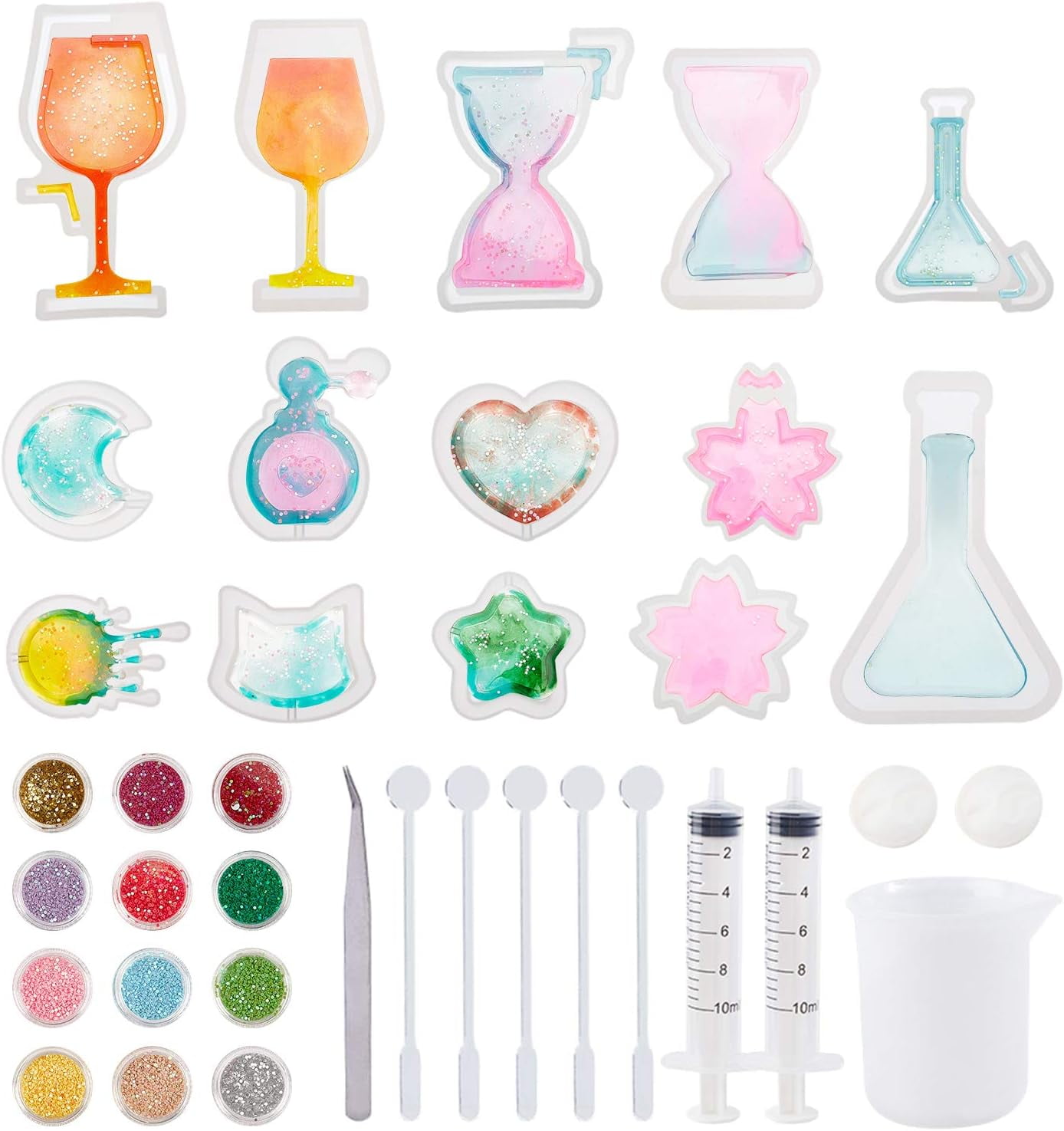 UV Resin Molds Kit 10pcs Epoxy Resin Mold with Moon Heart Star ...