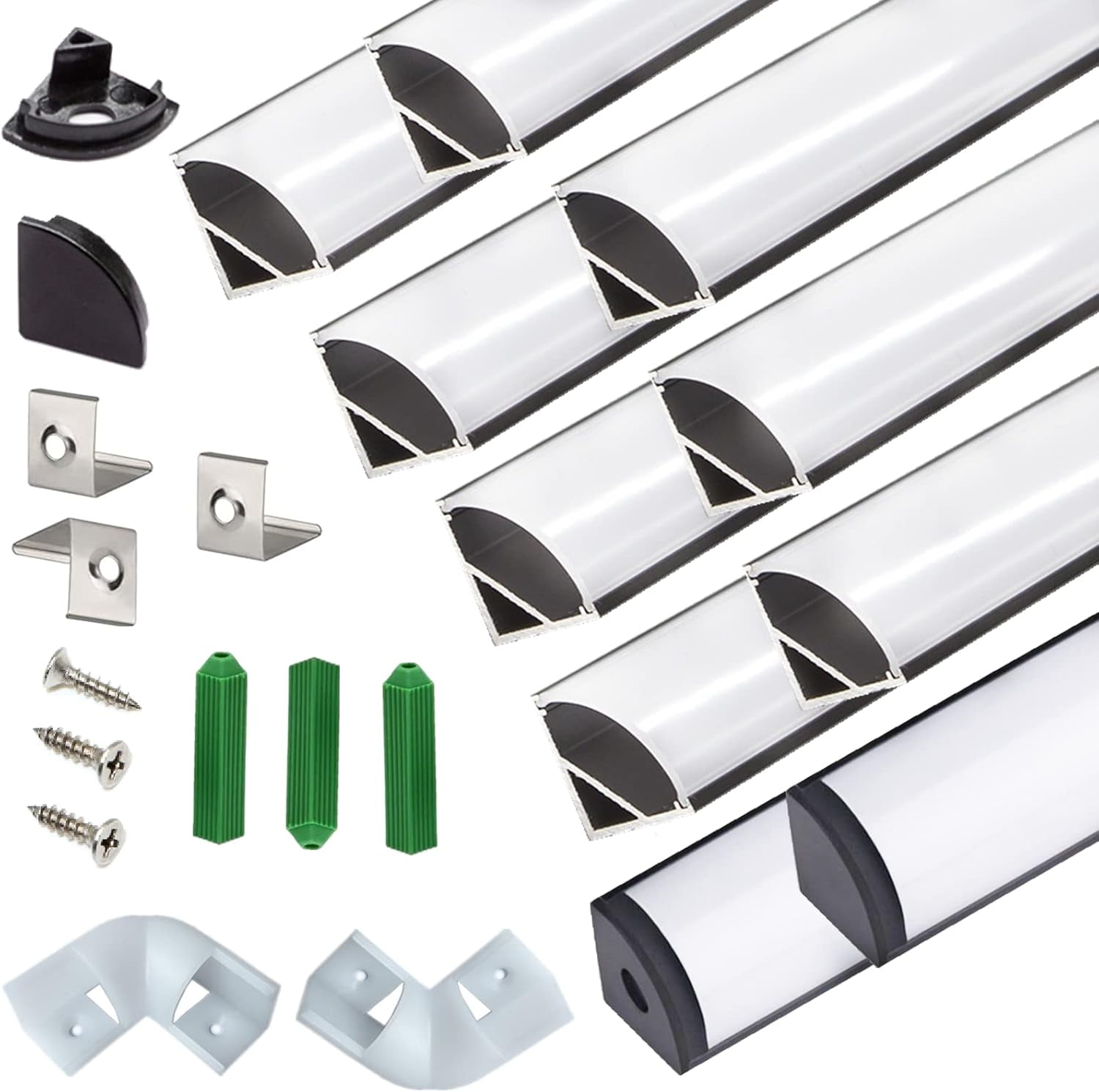 UV Resistance 3.28FT V Shape LED Strip Black Channel Diffuser,10-Pack ...