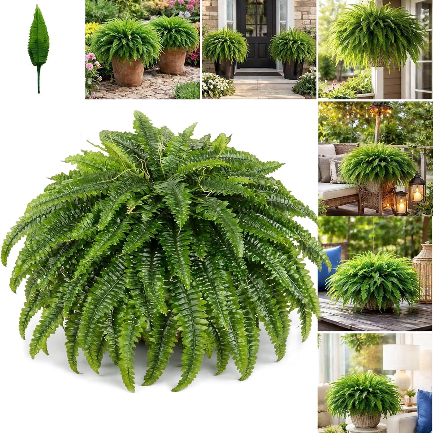 UV-Resistant Artificial Boston Fern for Outdoor Planters – Lifelike ...