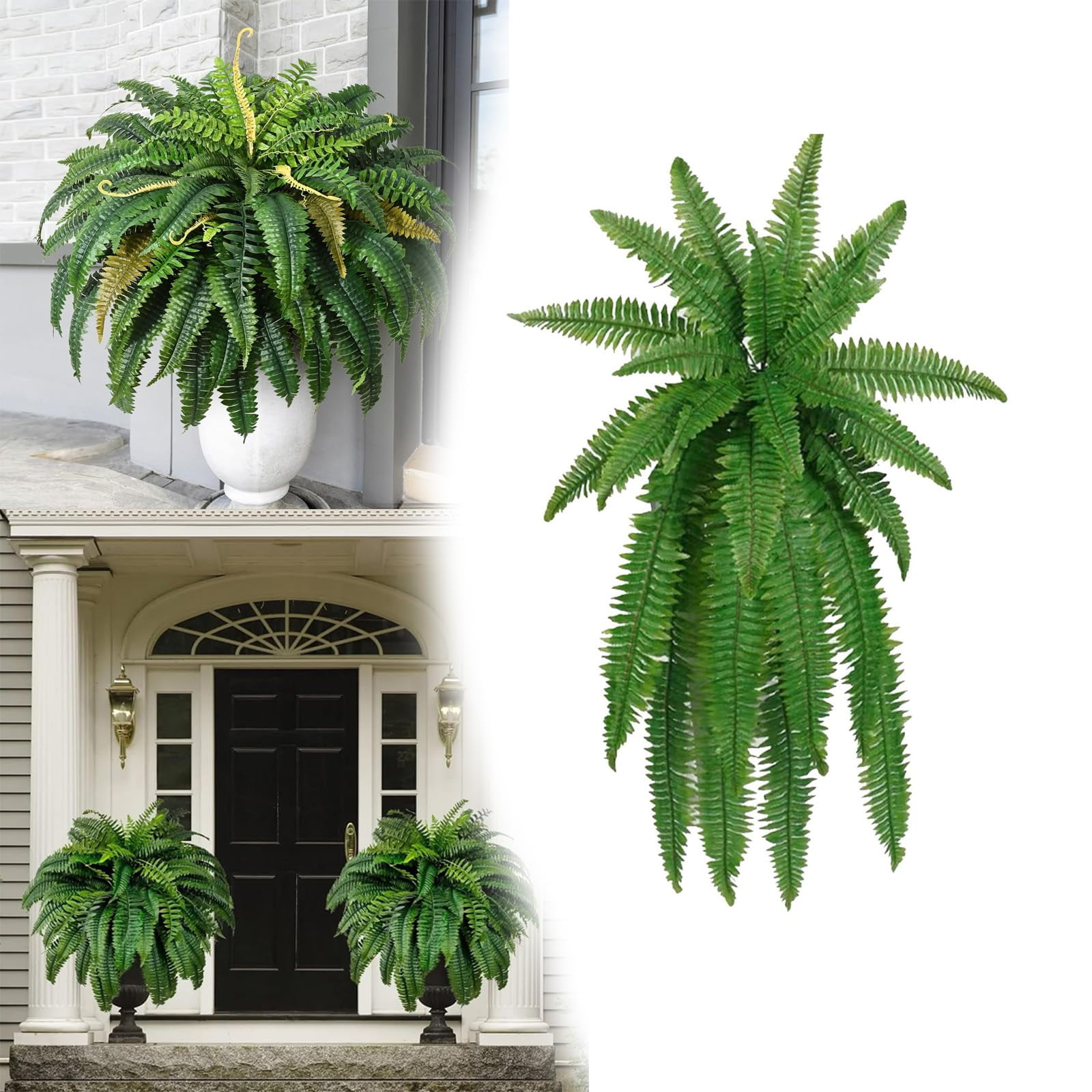 UV Resistant Boston Ferns for Outdoor 17.3inch Artificial Natural ...