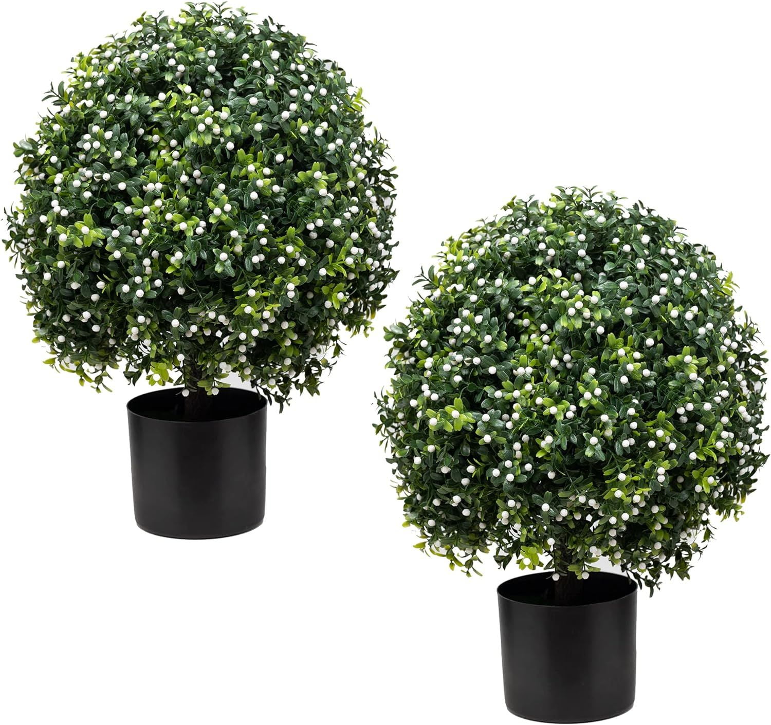 UV Resistant Boxwood Topiary Ball Trees with Orange Flowers - Add ...