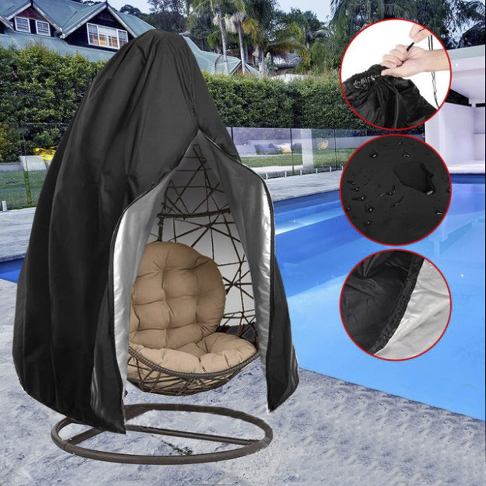 UV-Resistant Egg Chair Cover,Heavy Duty Windproof Zipper Design,Fits ...