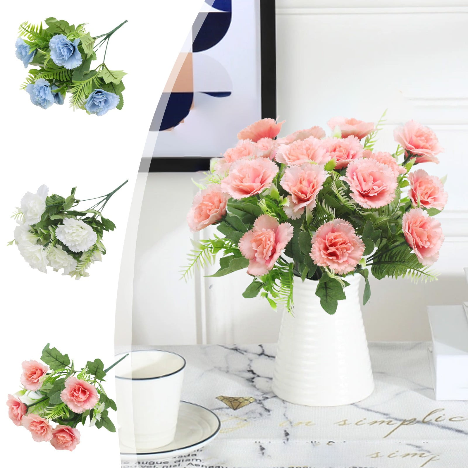 UV Resistant Fake Flowers 5 Flower Head Simulation Bouquet Mother's Day ...