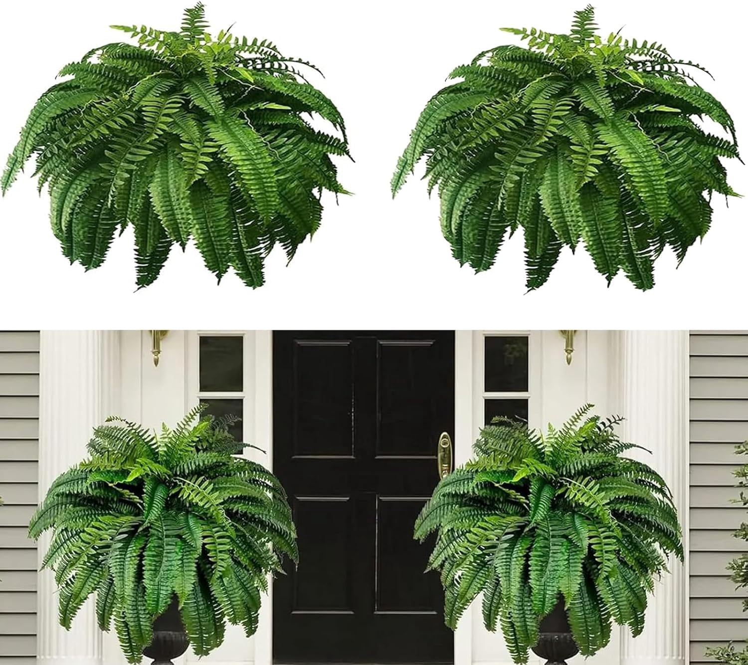UV Resistant Lifelike Artificial Boston Fern Plant, Faux Ferns Fake ...