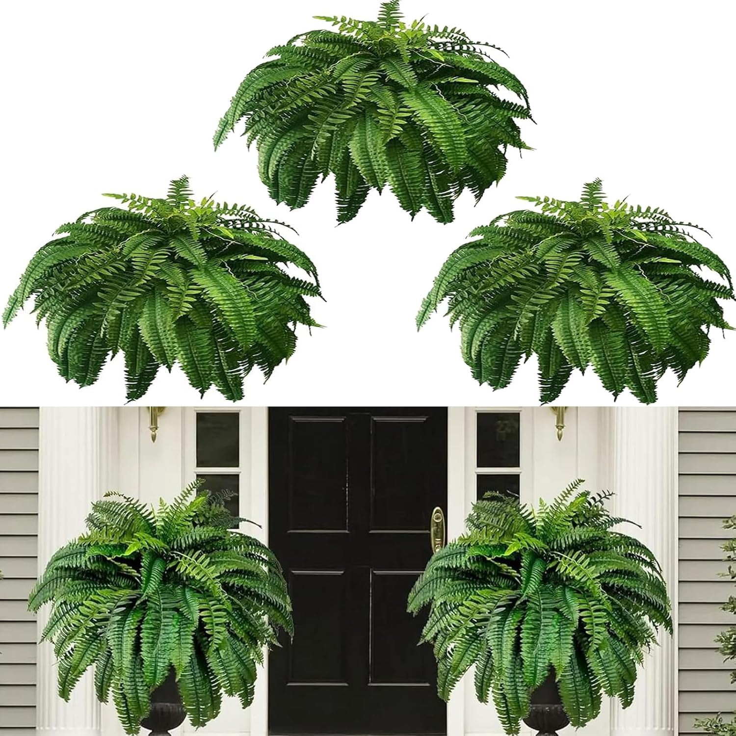 UV Resistant Lifelike Artificial Boston Fern Plant, Faux Ferns Fake ...