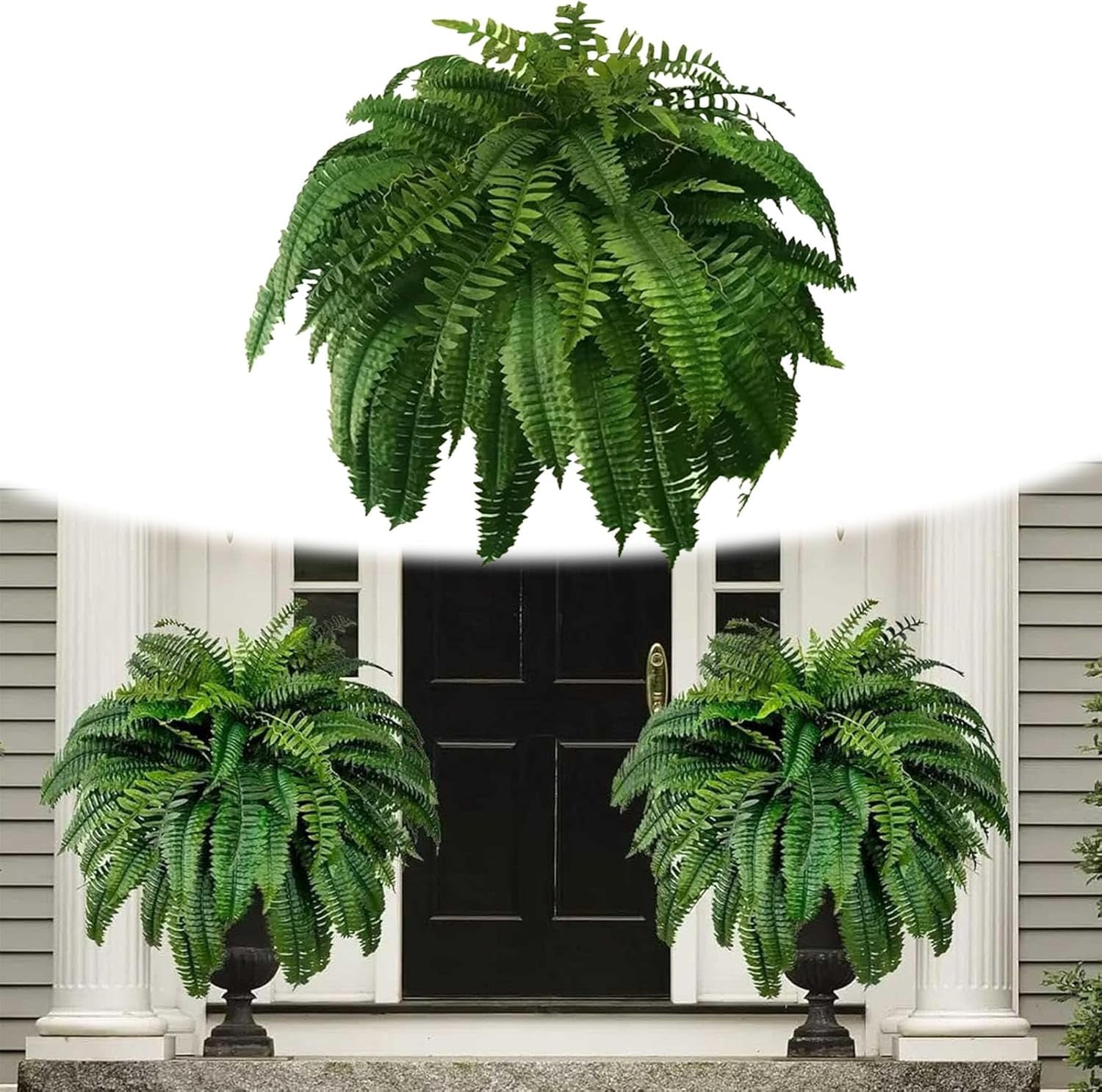 UV Resistant Lifelike Artificial Boston Fern,UV Safe Artificial Outdoor ...