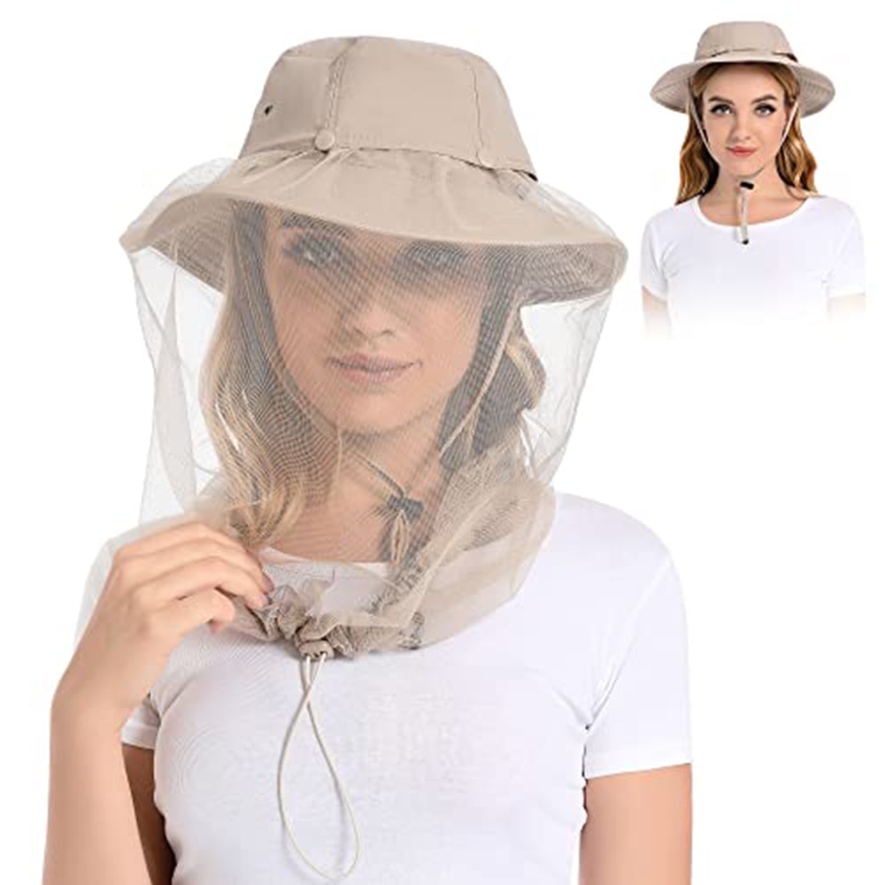 UV Resistant Outdoor Removable Mosquito Net Sun Hat/Khaki - Walmart.com