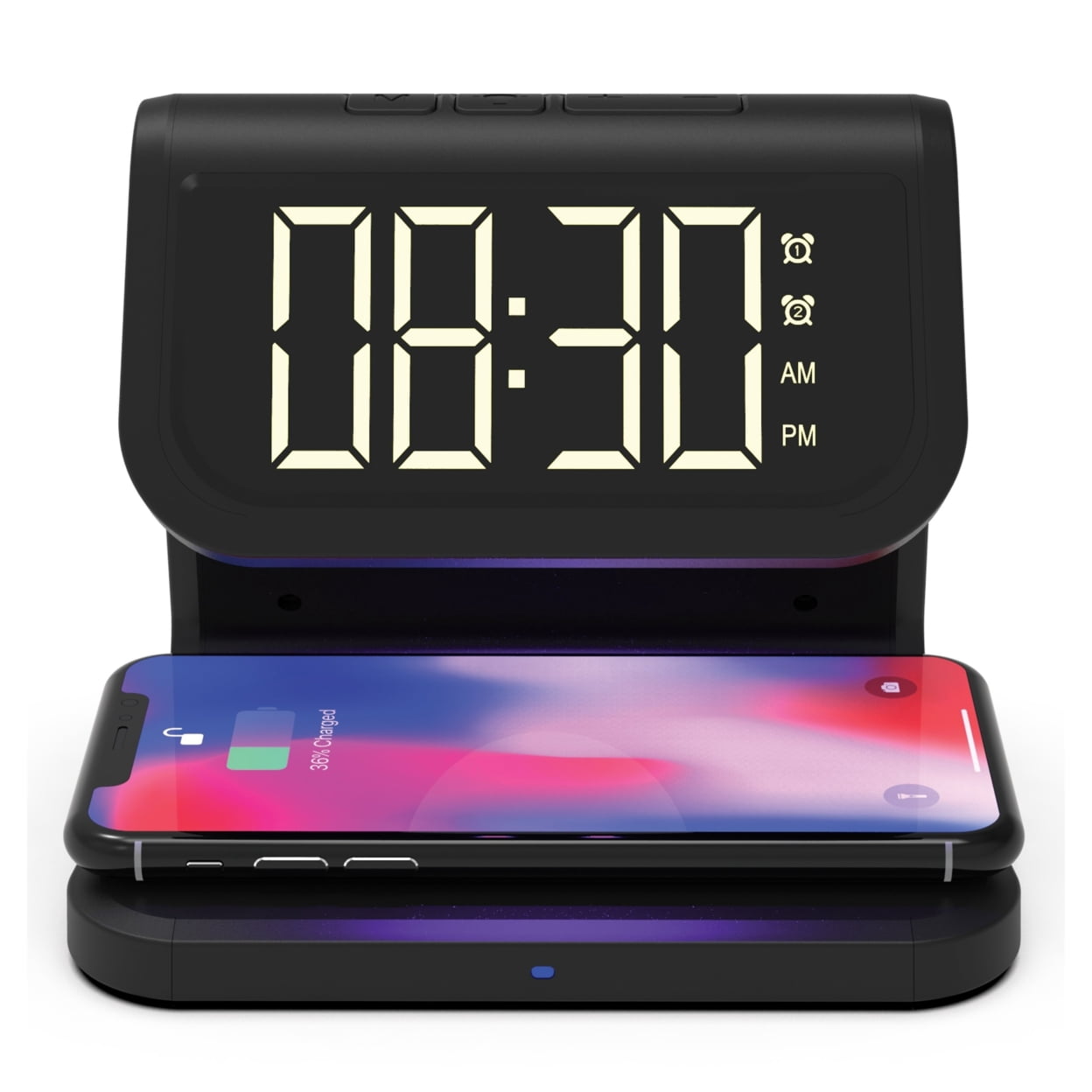 UV Sterilizer Wireless Charger Dual Alarm Clock SC-6035QUV 10W Fast ...