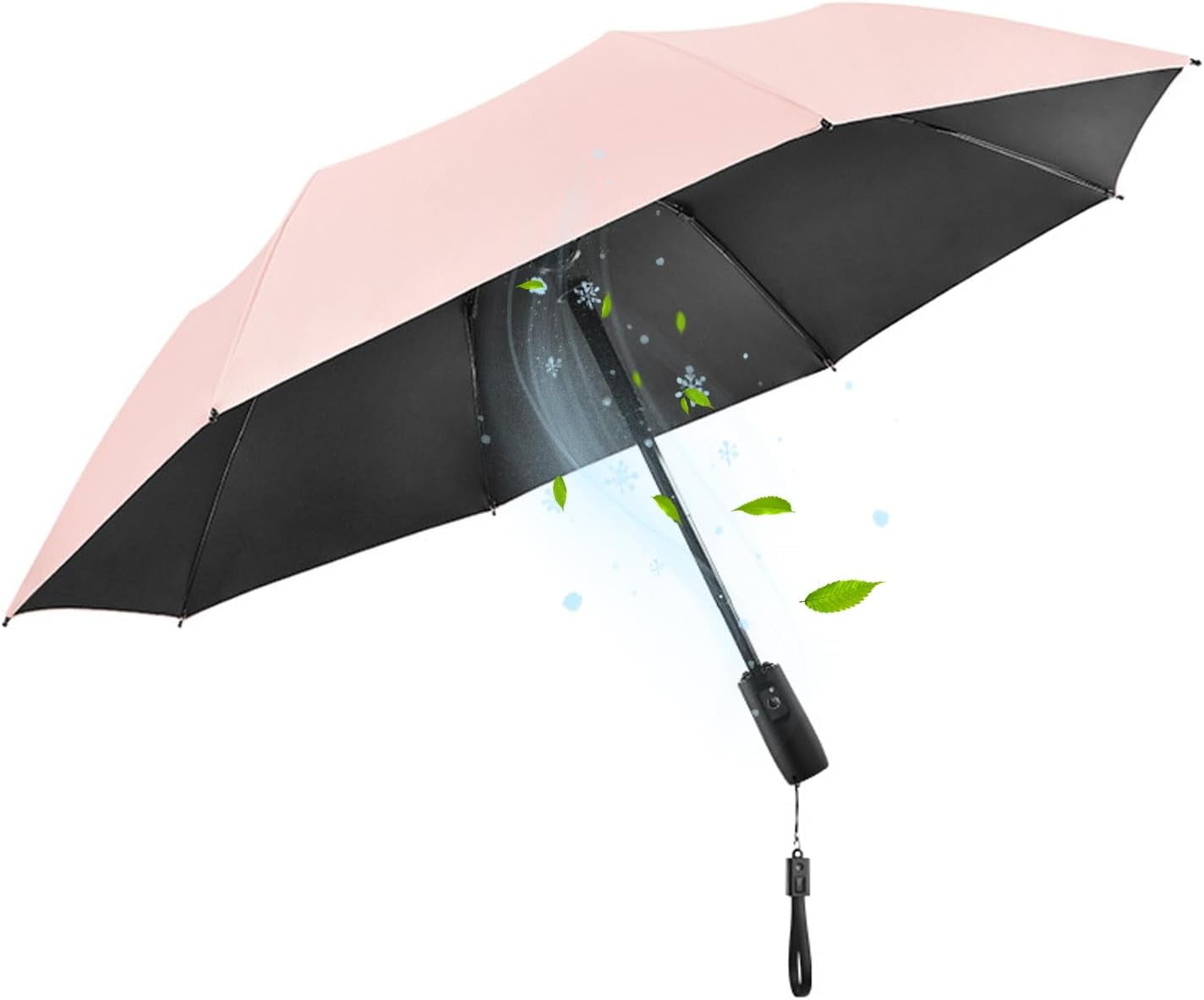 UV Sun Umbrella with Fan, Portable Cooling Fan Umbrella UPF 50 ...