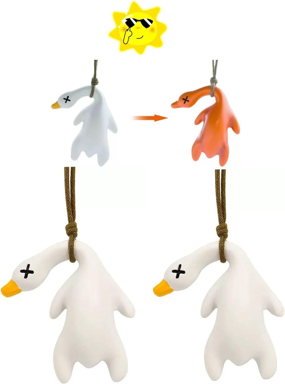 UV duck, UV duck Keychain, Color-Changing duck Car Pendant, Cute ...