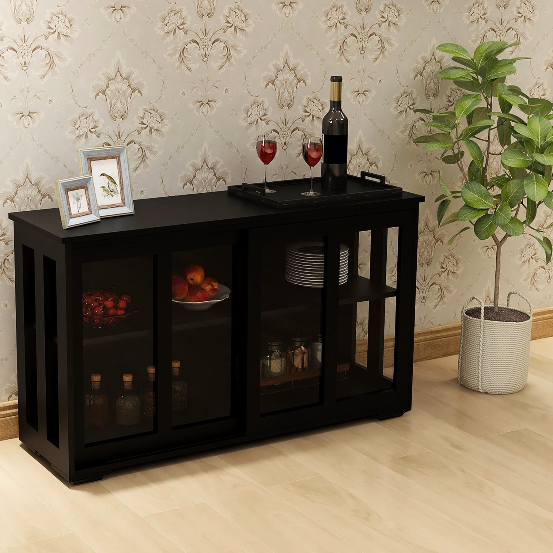 UV finish Black MDF - 60 - minute assembly - Kitchen storage cabinet ...