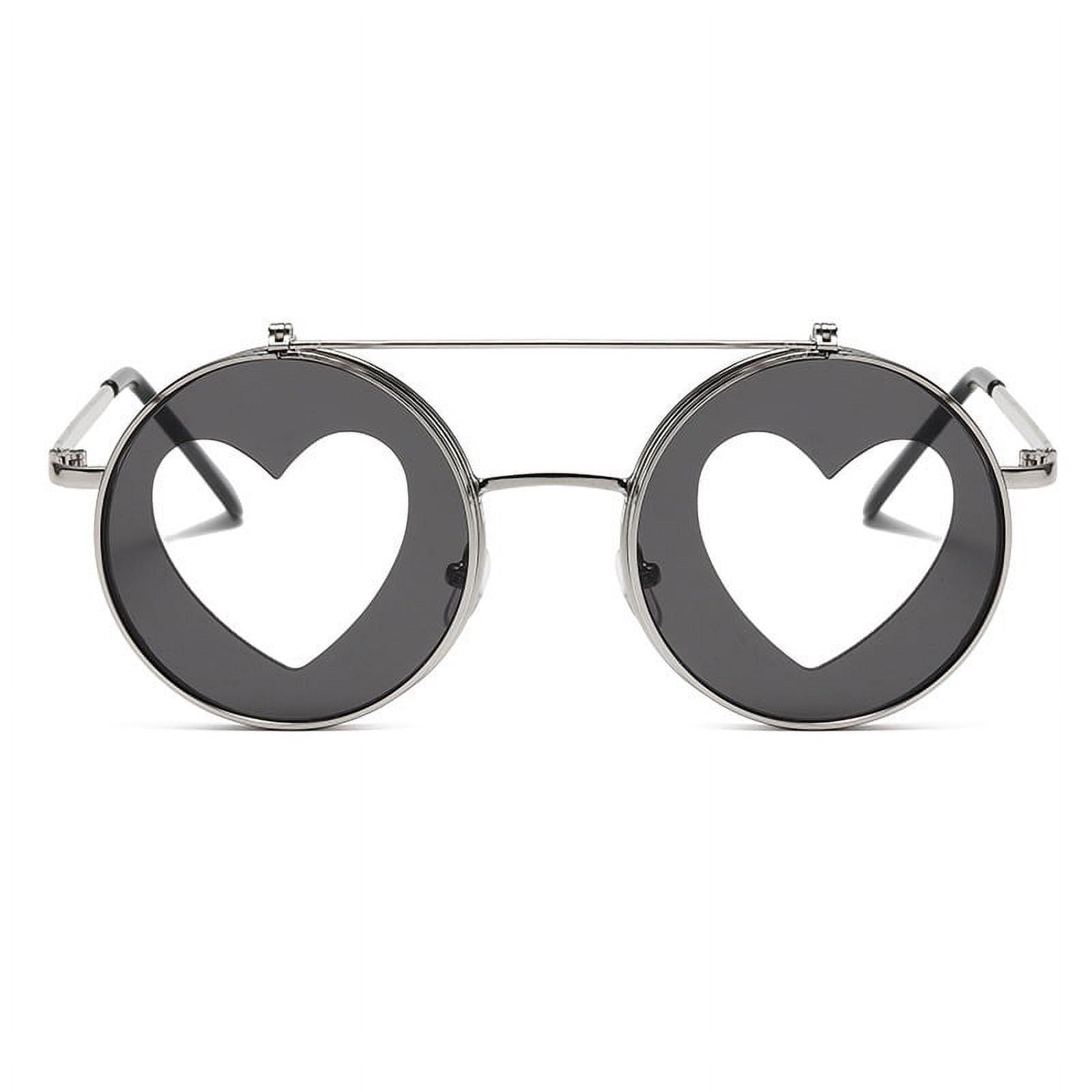 UV-proof sunglasses Metal Love Flap Sunglasses Sun Glasses with Gold ...