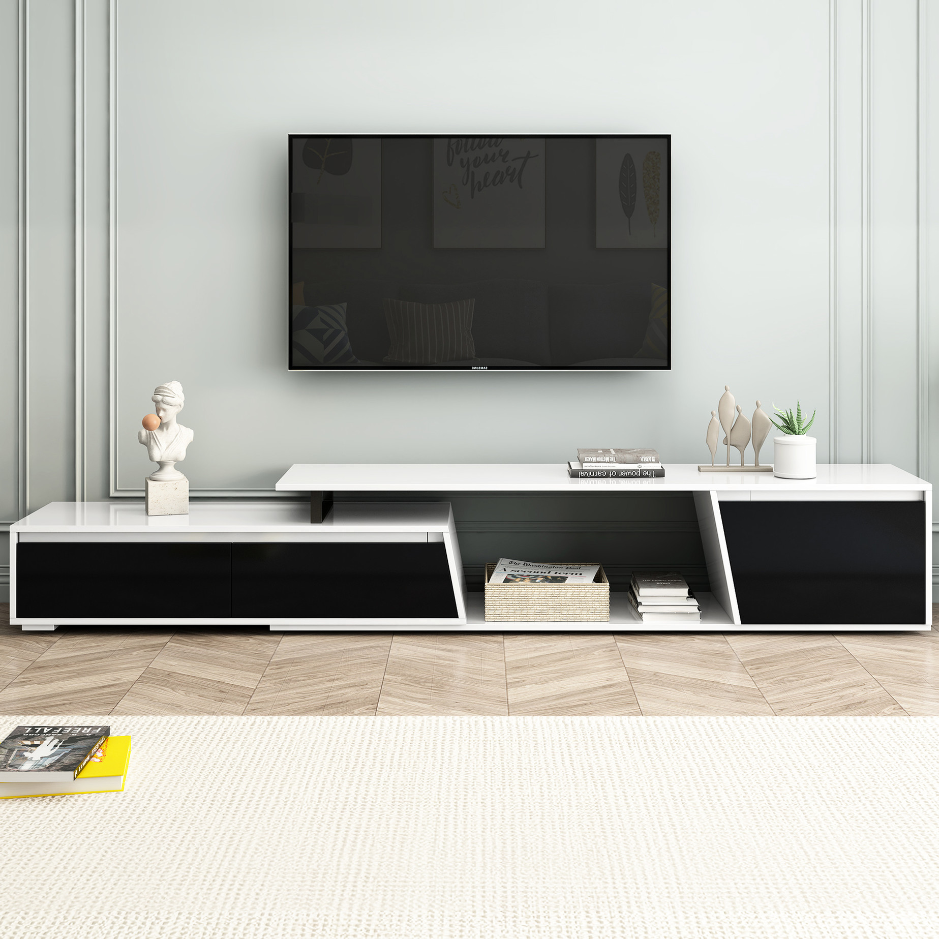 UV surface extendable TV stand - Provides a luxury look in living areas ...