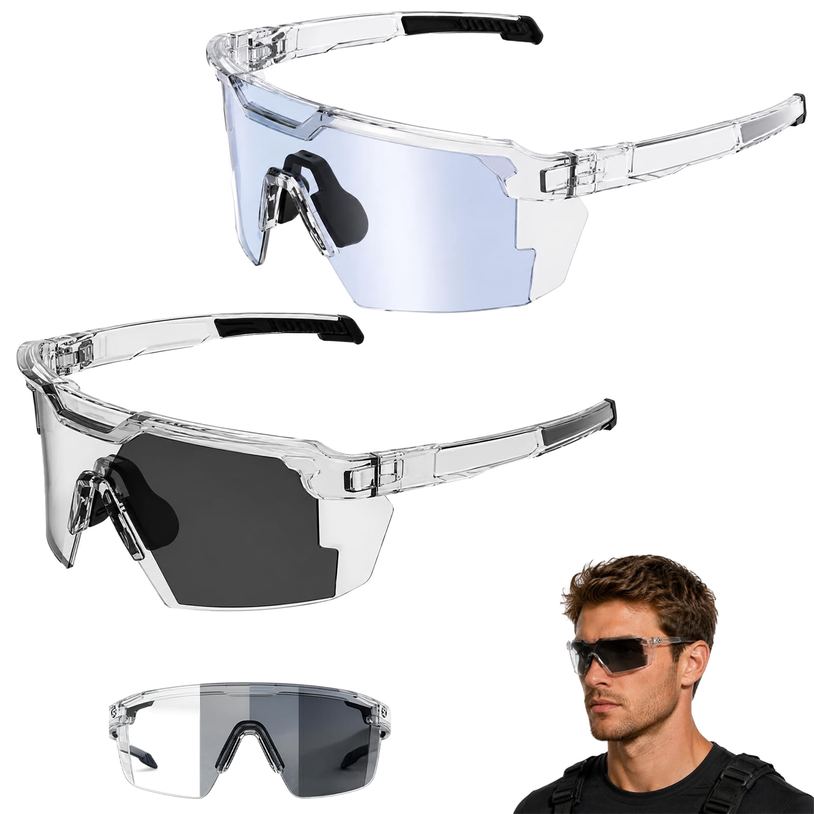 UV400 Photochromic Polarized Safety Glasses Impact Resistant Protective ...