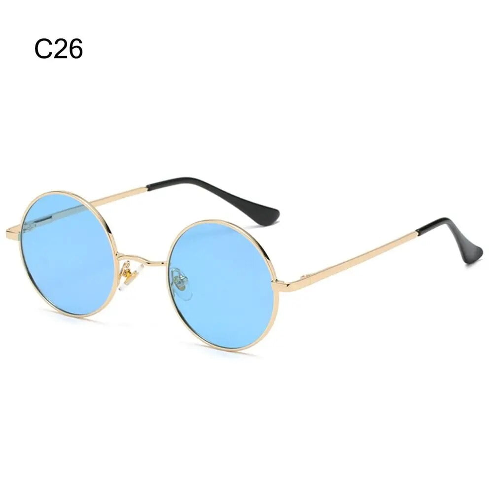 UV400 Protection Small Round Sunglasses Retro Metal Polarized Punk ...