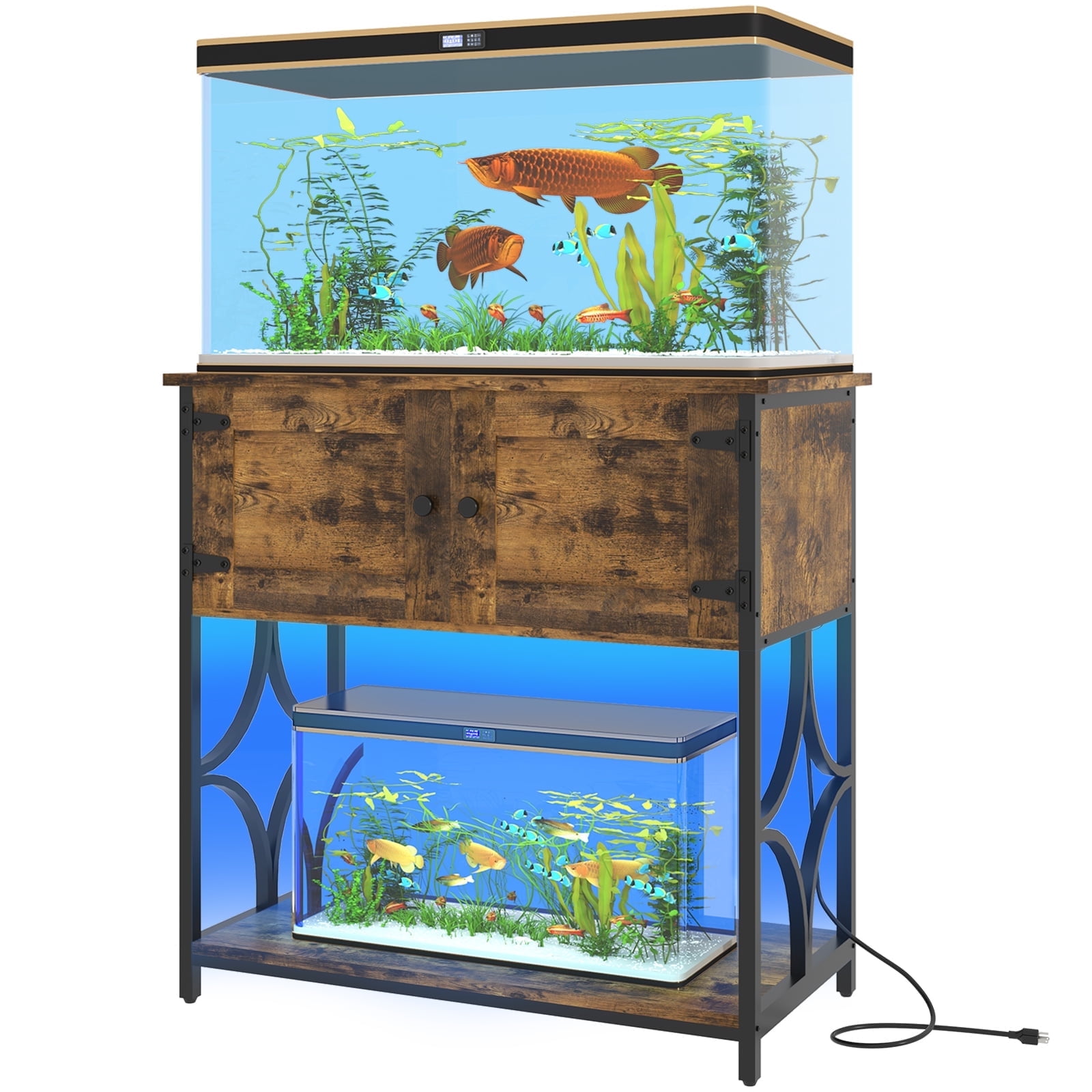UVANIOHOM 20-29 Gallon Fish Tank Stand with Power Outlets, LED RGB ...