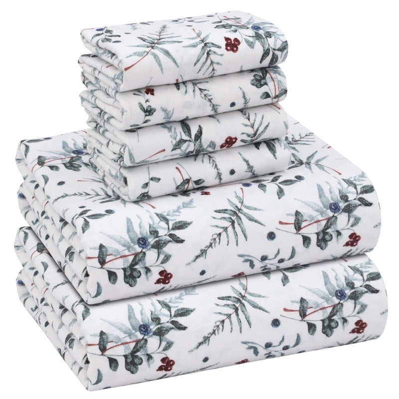 UVANTI Flannel Sheets Queen Size 6 Pcs - 100% Cotton Double Brushed Bed ...