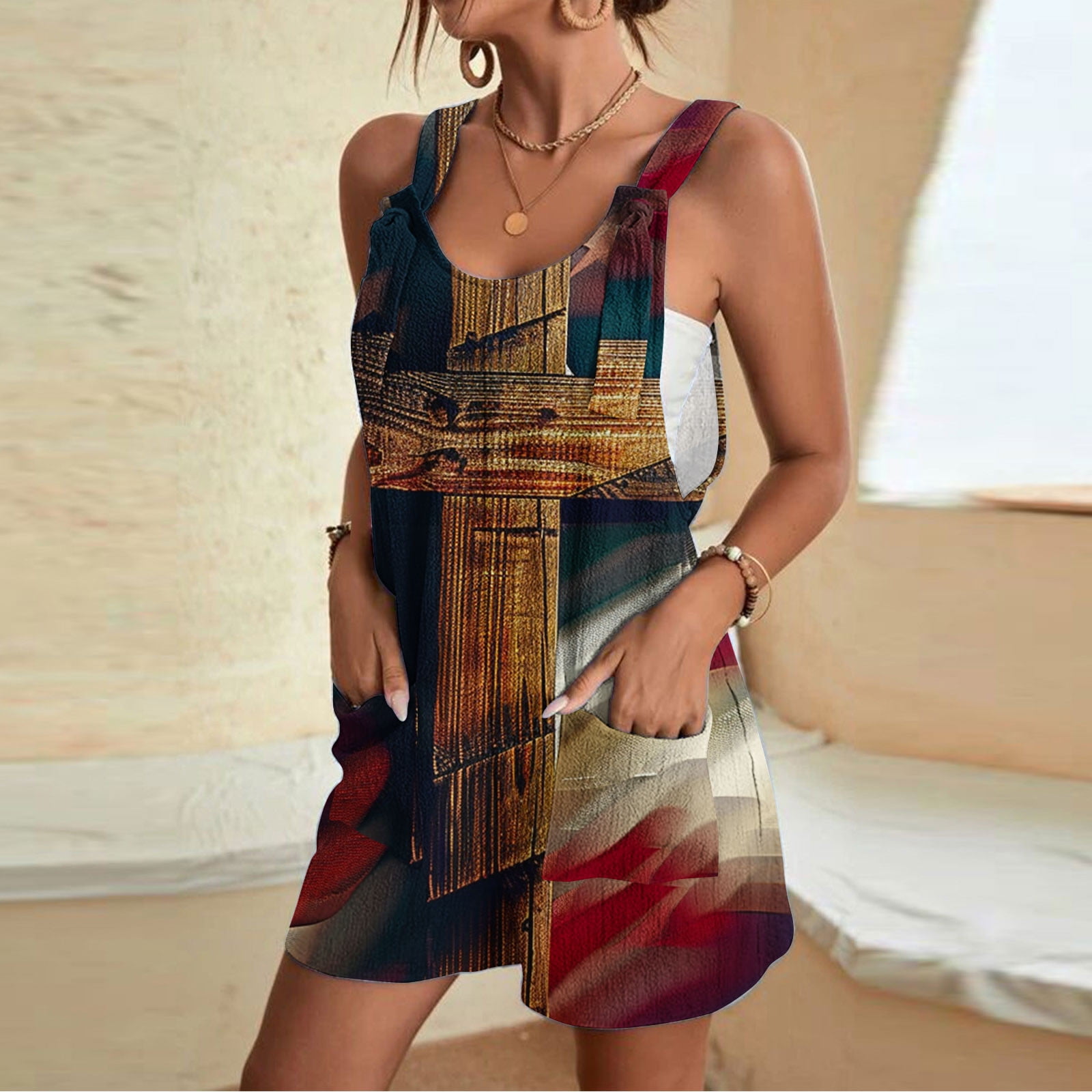 UVEASISHA 4th of July Rompers for Women Sleeveless Independent Day Patriotic Overalls American ...