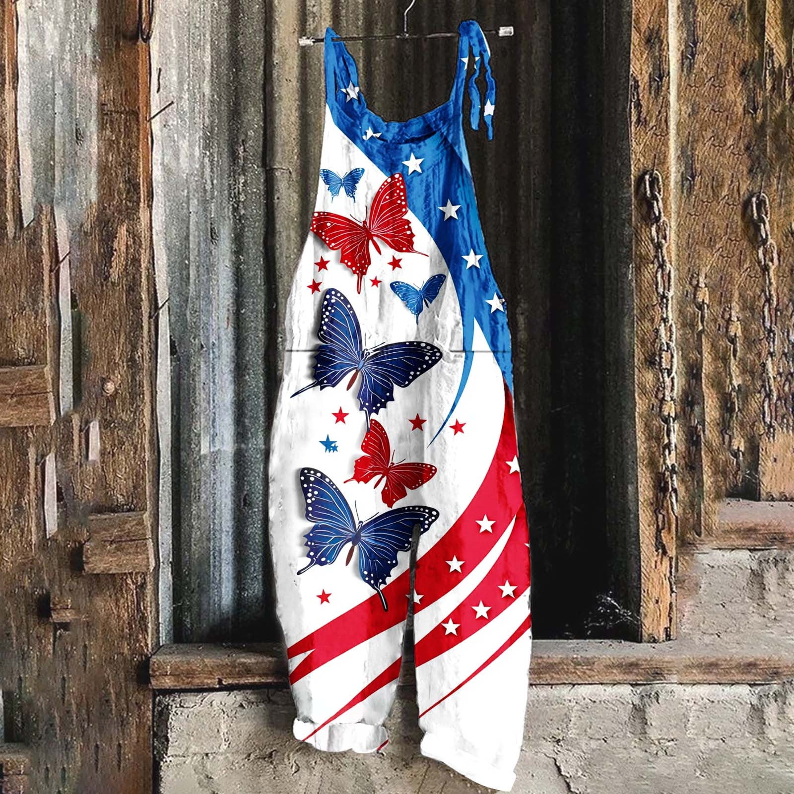 UVEASISHA American Flag Rompers for Women Linen Sleeveless July 4 th ...