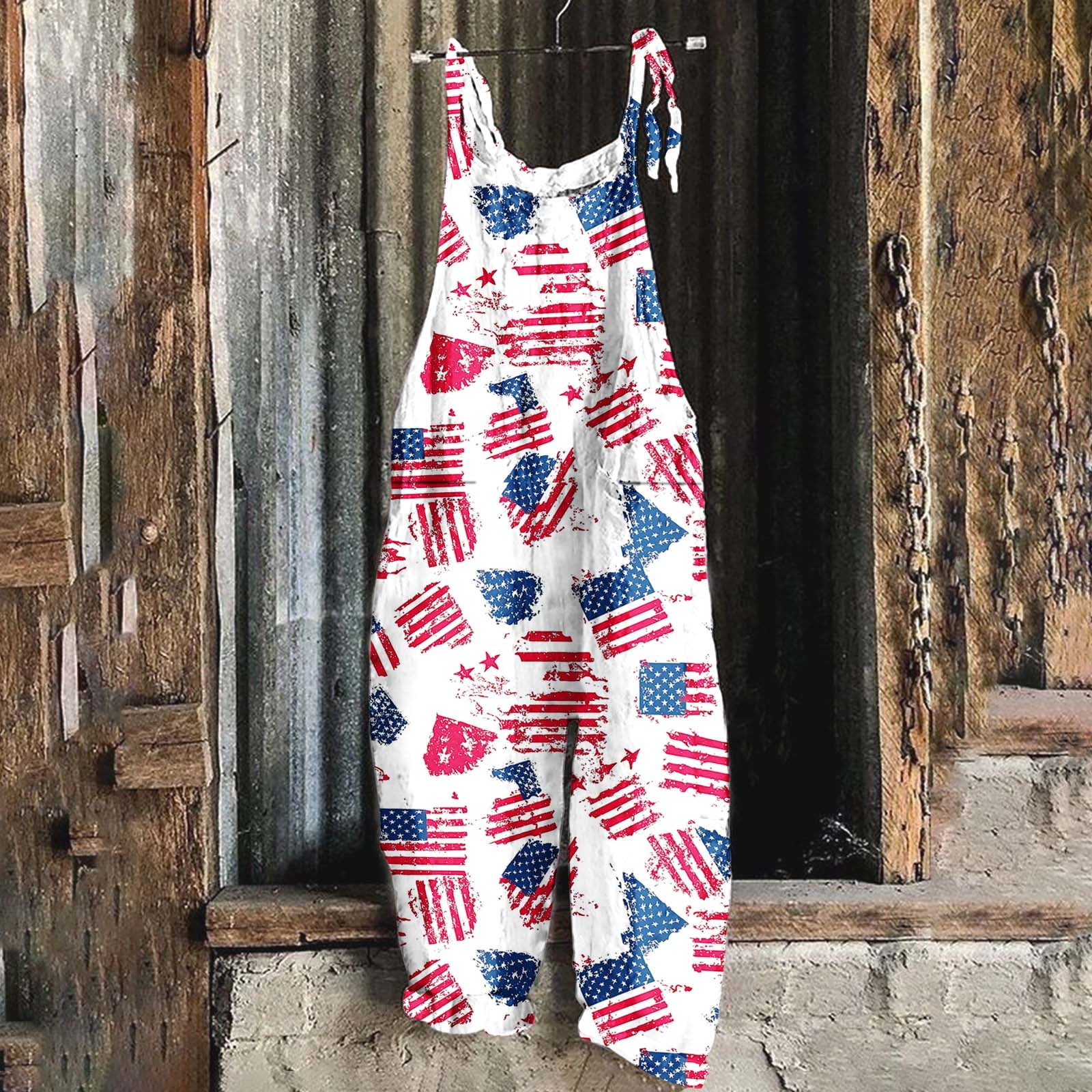 UVEASISHA American Flag Rompers for Women Linen Sleeveless July 4 th ...