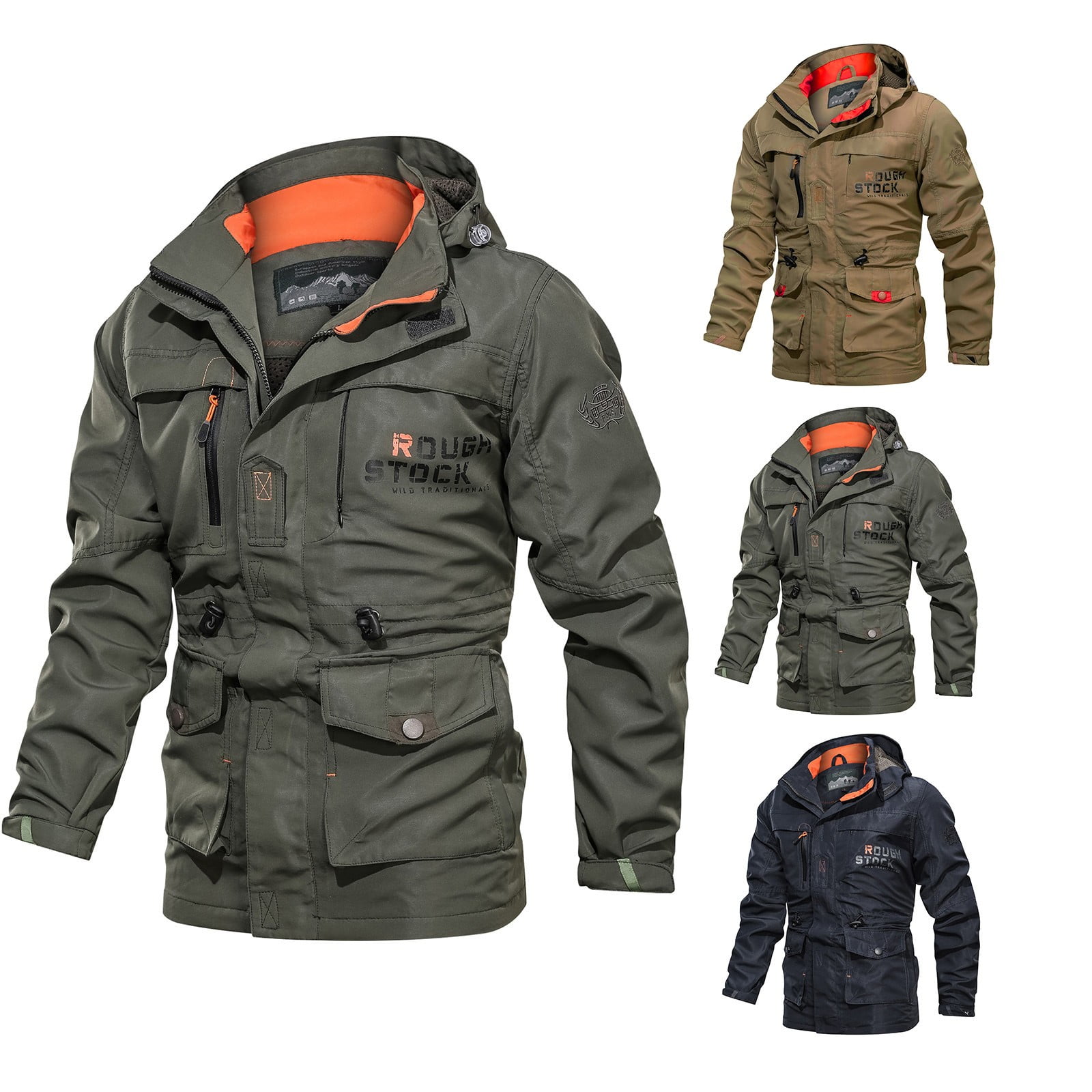 UVEASISHA Big and Tall Mens Rain Jacket Outdoor Hiking Windbreaker ...