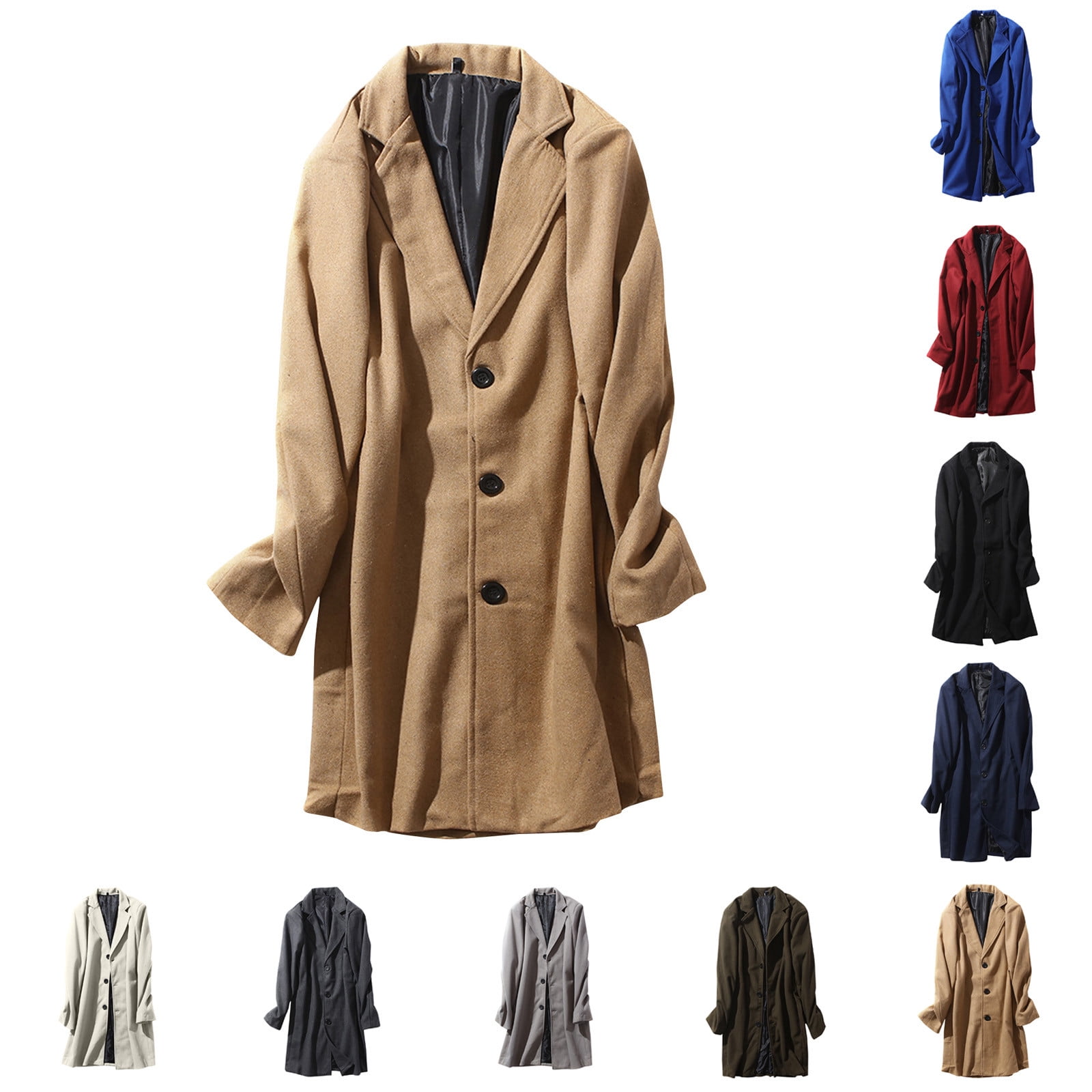 UVEASISHA Big and Tall Peacoat Men Loose Fit Casual Single Breasted ...