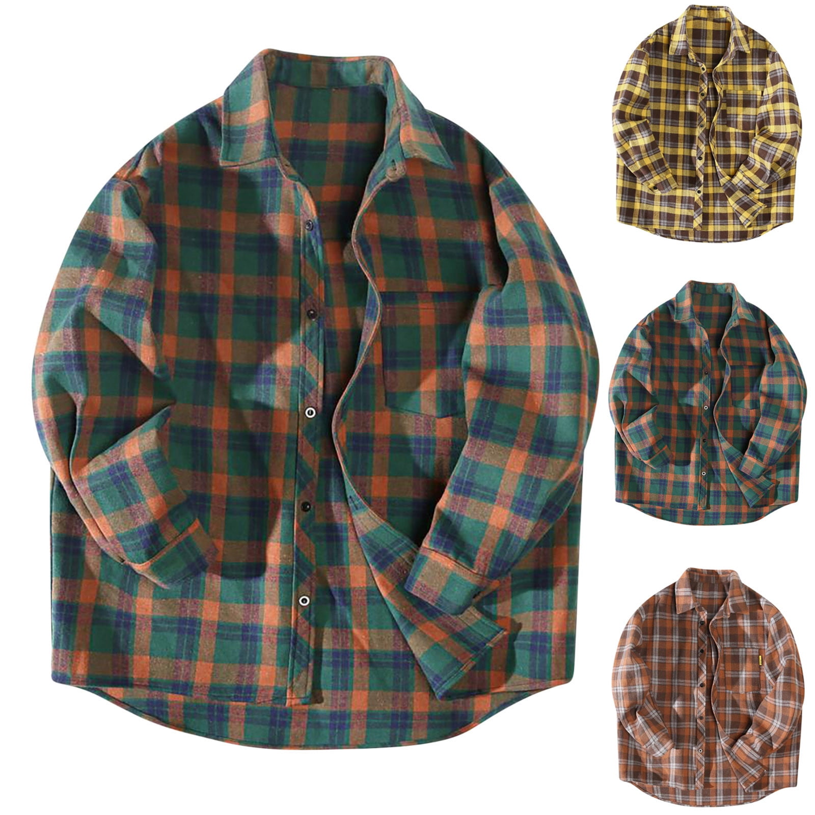 UVEASISHA Big and Tall Shacket Jacket for Men Fall Casual Plaid Shirt ...