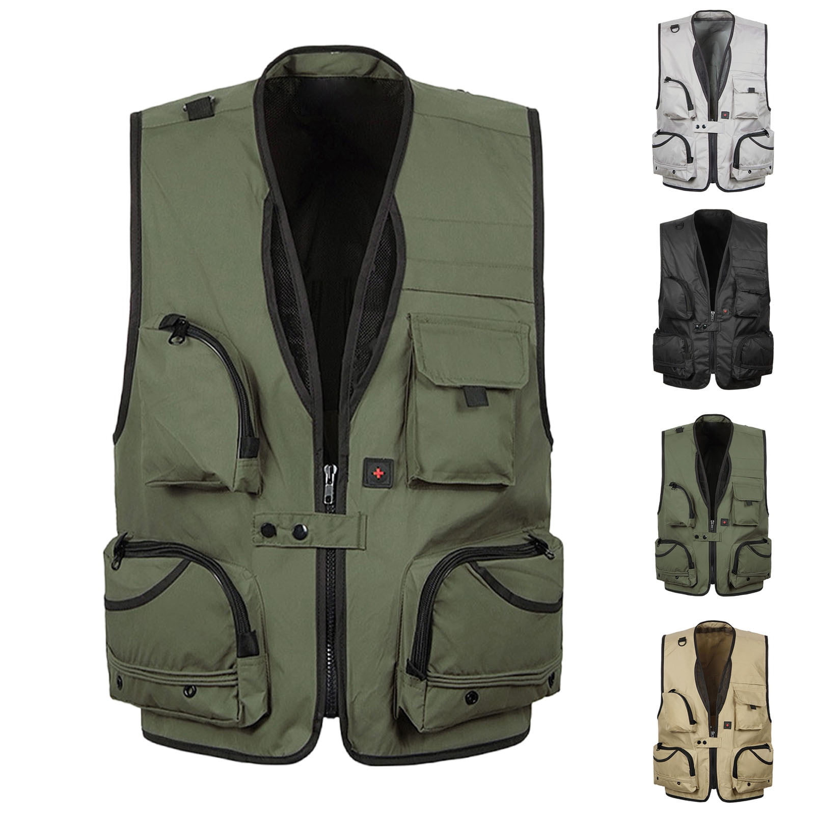 UVEASISHA Cargo Vest for Men Big and Tall Outdoor Lightweight Work Vest ...