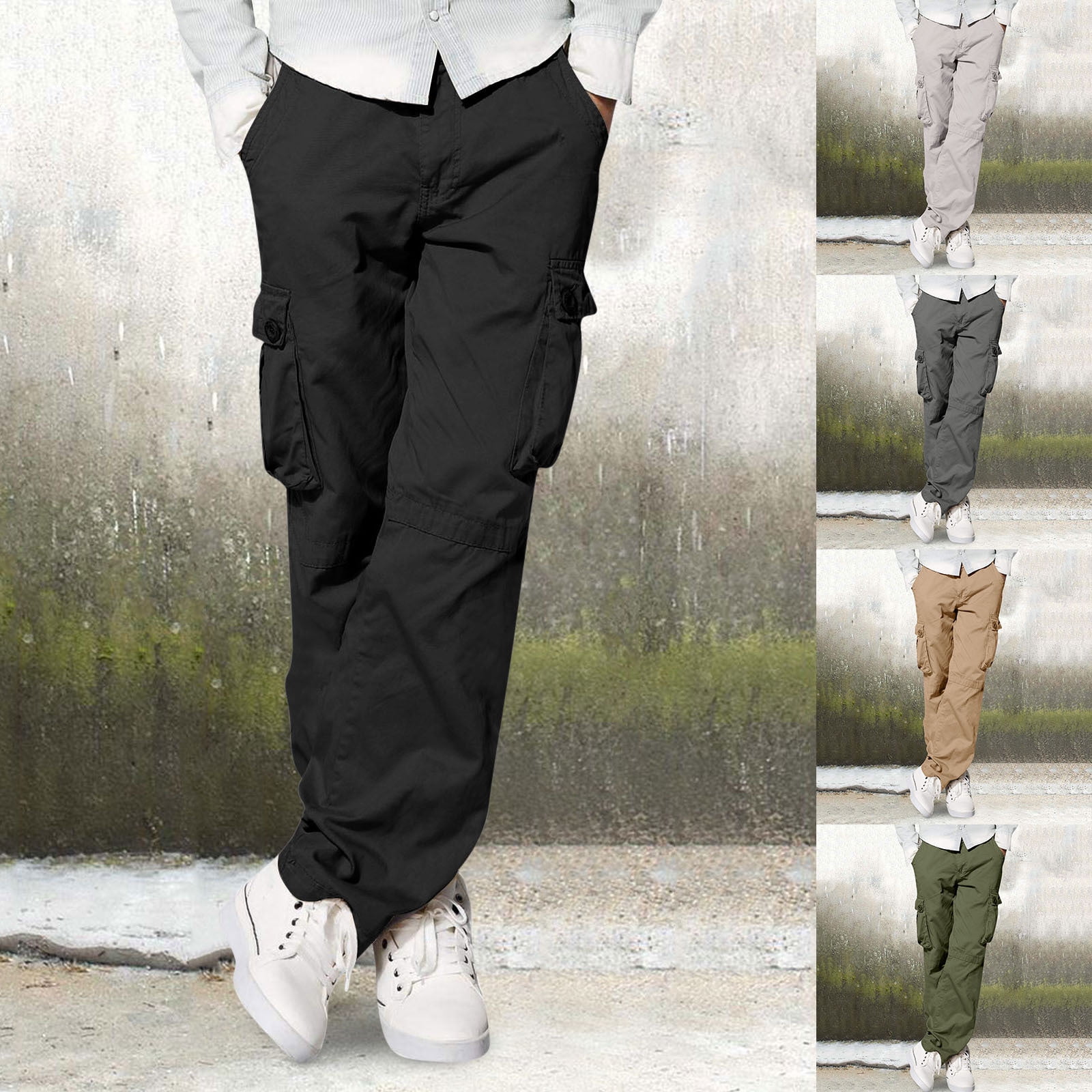 UVEASISHA Fashion Streetwear Men Mens Baggy Cargo Pants Lightweight ...