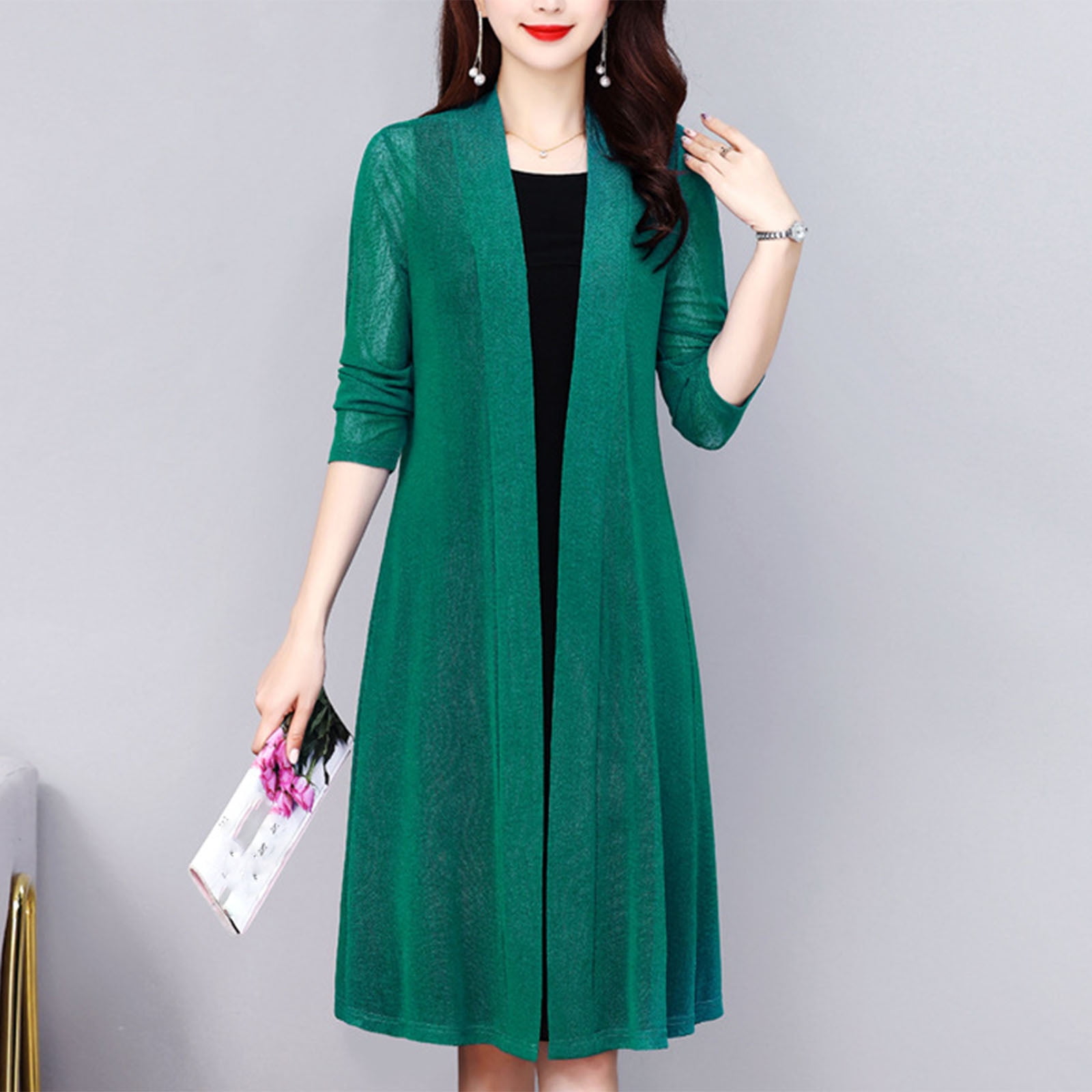 UVEASISHA Long Sleeve Open Front Cardigan for Women Lightweight Sheer ...