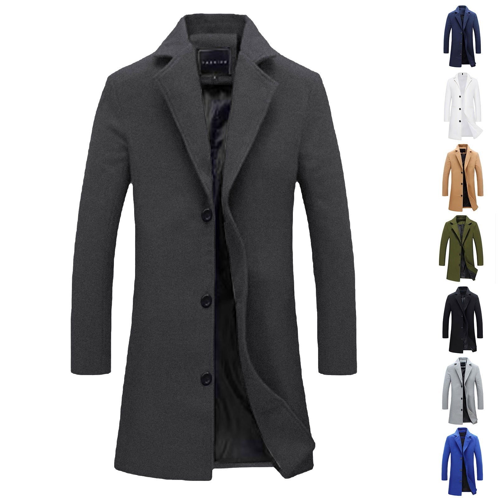 UVEASISHA Long Trench Coats Men Big and Tall Single Breasted Peacoat ...