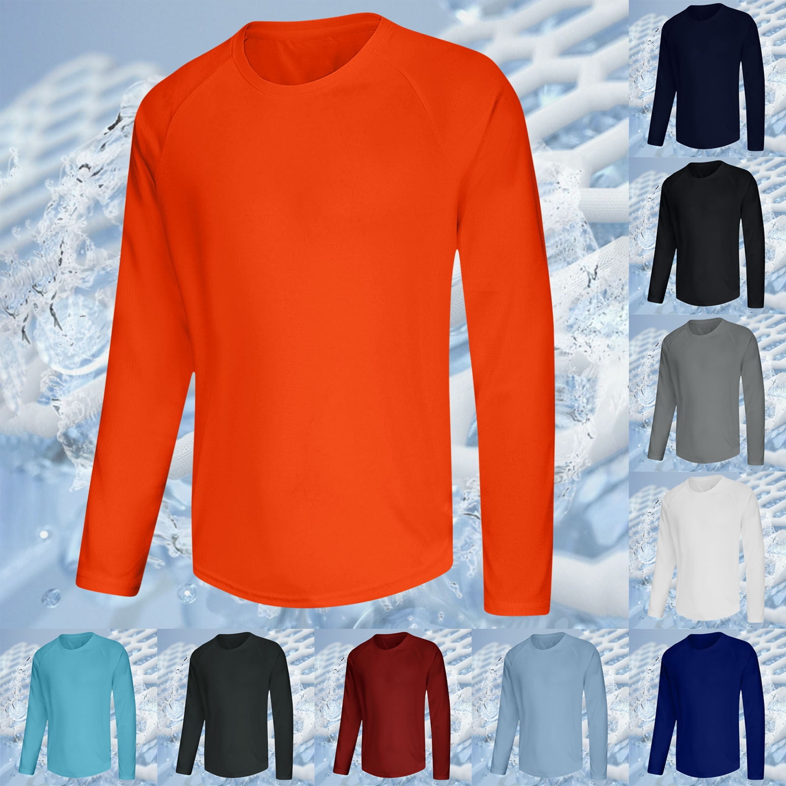 UVEASISHA Men's Athletic Running Shirt Long Sleeve Quick Dry UPF 50+ Sun Protection Shirts ...