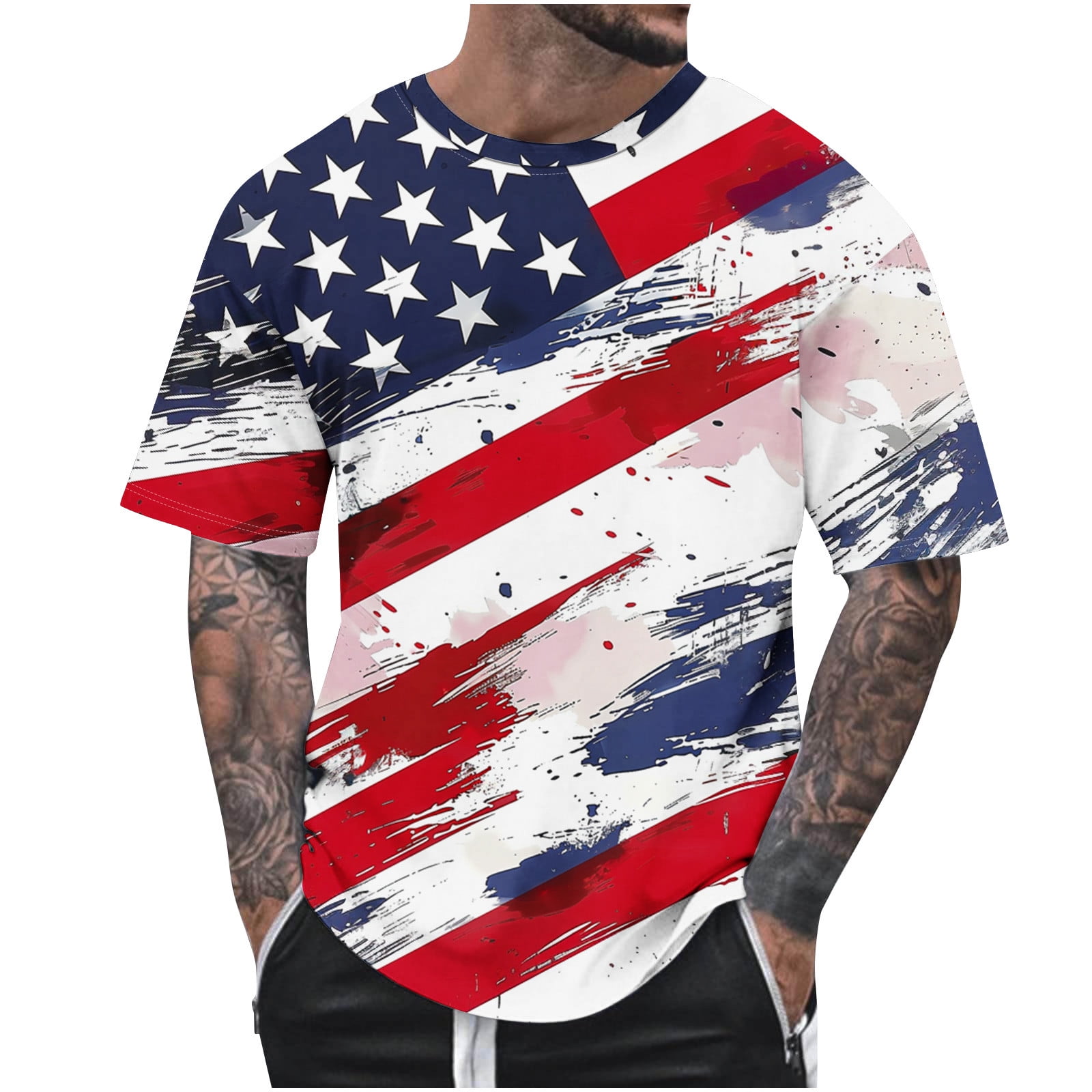 UVEASISHA Men's Big and Tall Patriotic Tee 4th of July T Shirts for Men ...