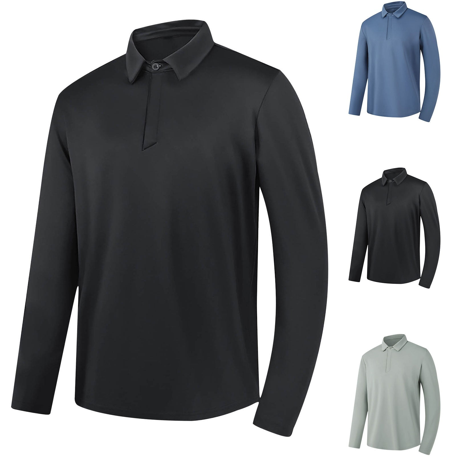 UVEASISHA Men's Sport Polo Shirts Casual Long Sleeve Golf Shirt ...